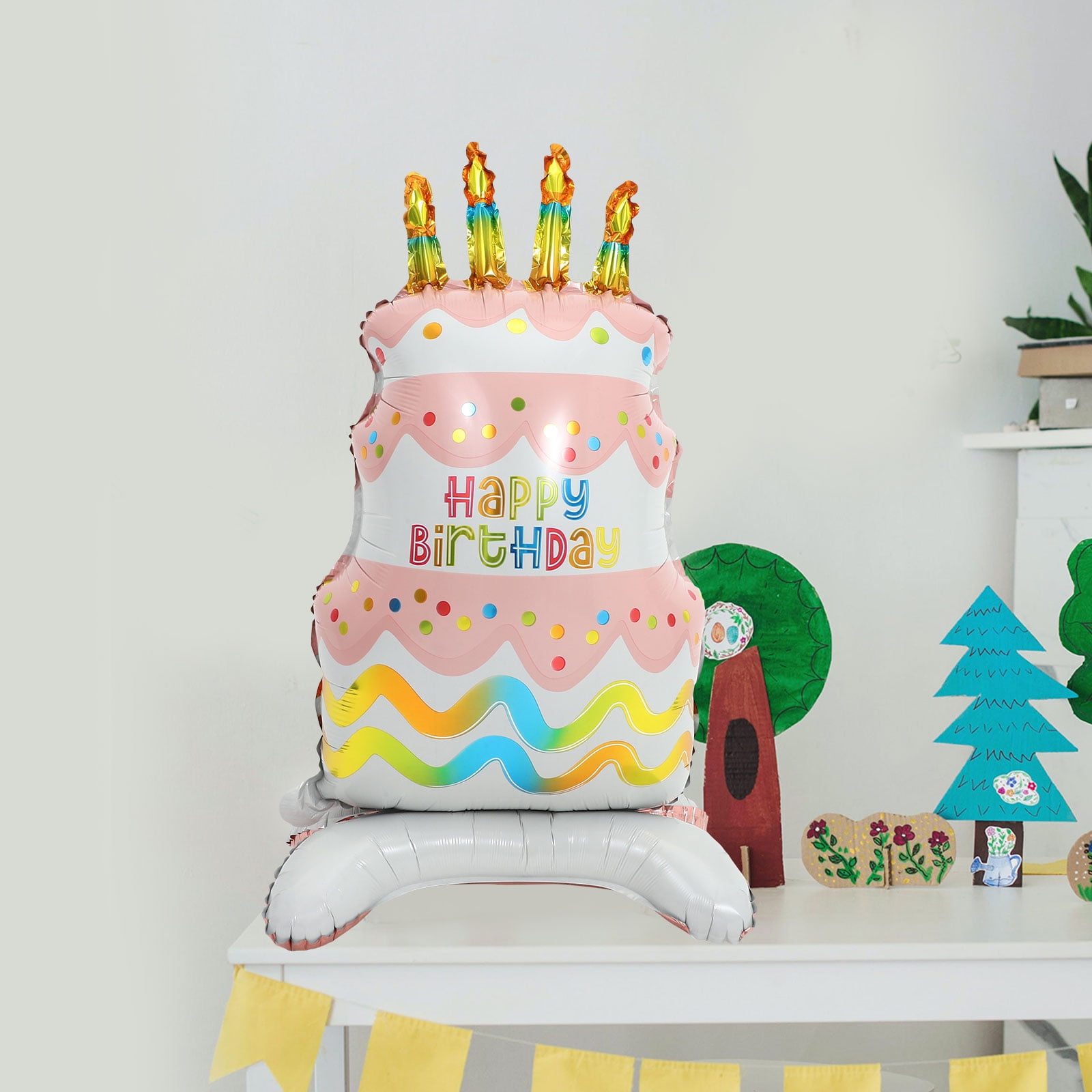 WHAMVOX Standing Happy Birthday Cake Balloon Birthday Party Balloon ...