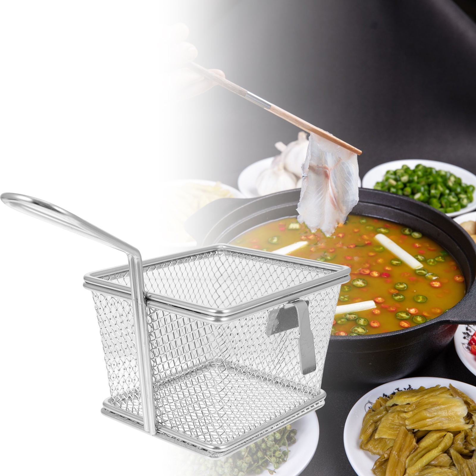 WHAMVOX Steel Small Mesh Strainer with Hook Hot Pot Colander Skimmer ...