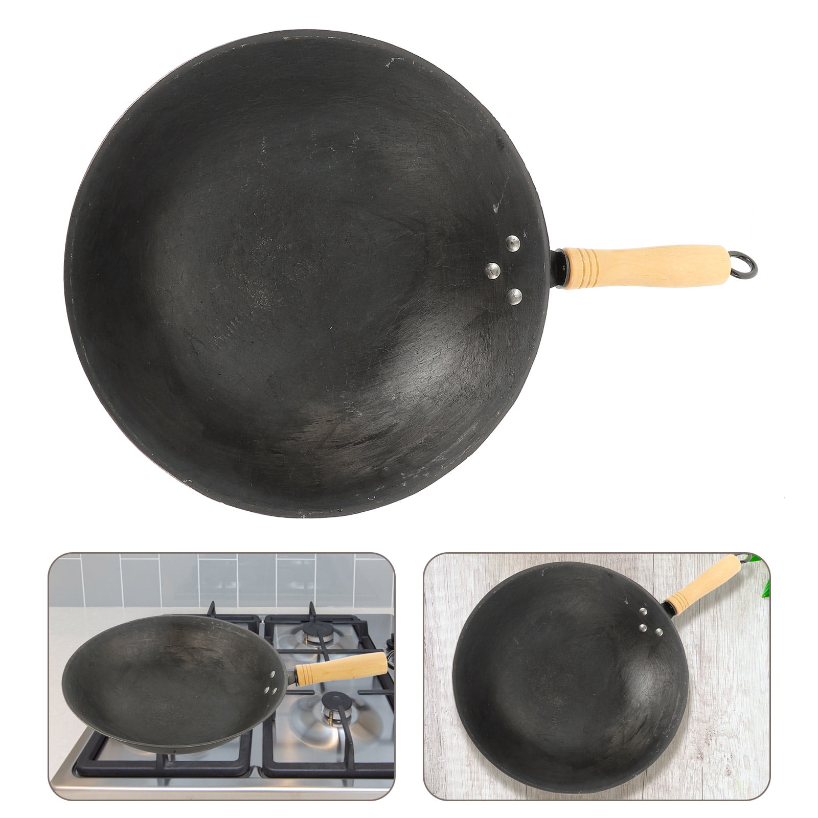 WHAMVOX Stir Fry Pan Frying Pan with Lid Easy to Use Wok Open Flame Wok ...