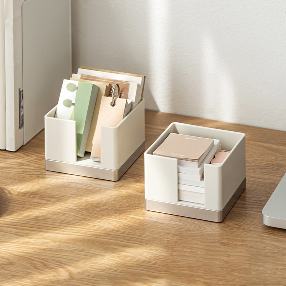 WHAMVOX Storage Paper Sorting Box Memo Pad Organizer Office 9x9cm Beige ...