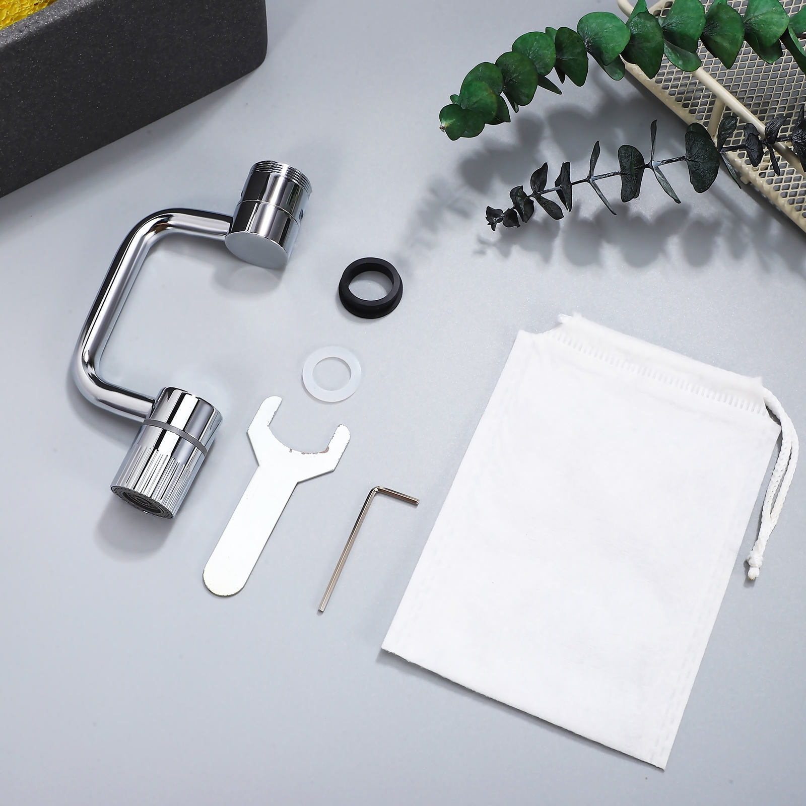 WHAMVOX Swivel Extension Faucet Faucet Extender 9.00X6.30X2.60CM Silver ...