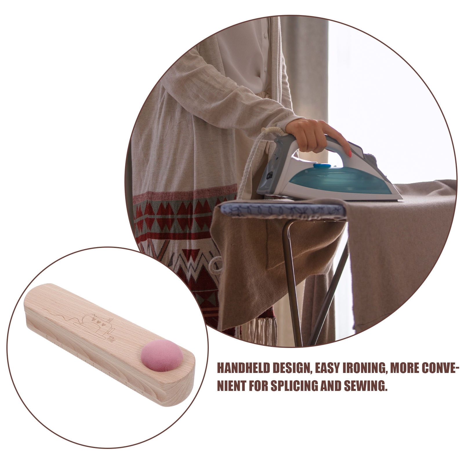 WHAMVOX Tailors Clapper with Pin Cushion, Hardwood Ironing Clapper Steam Wood Tailor Clappers ...