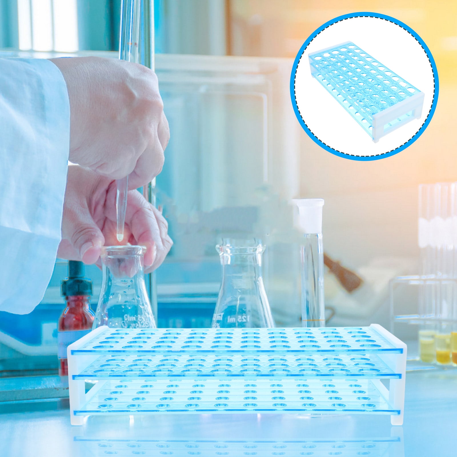 WHAMVOX Test Tubes Test Tube Rack Portable Test Tube Holder Blue ...