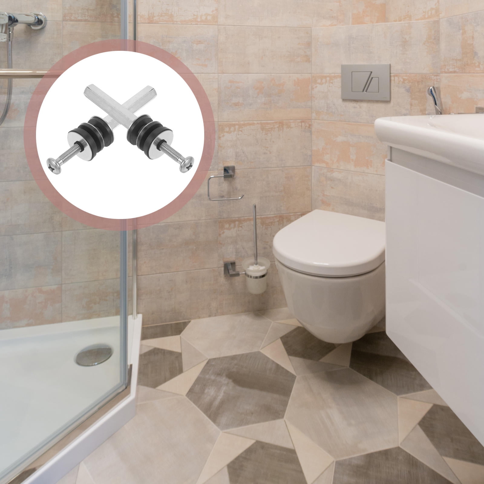 WHAMVOX Toilet Seat Screws And Nuts 1 Pair Silver For Toilet Tank Fixes ...