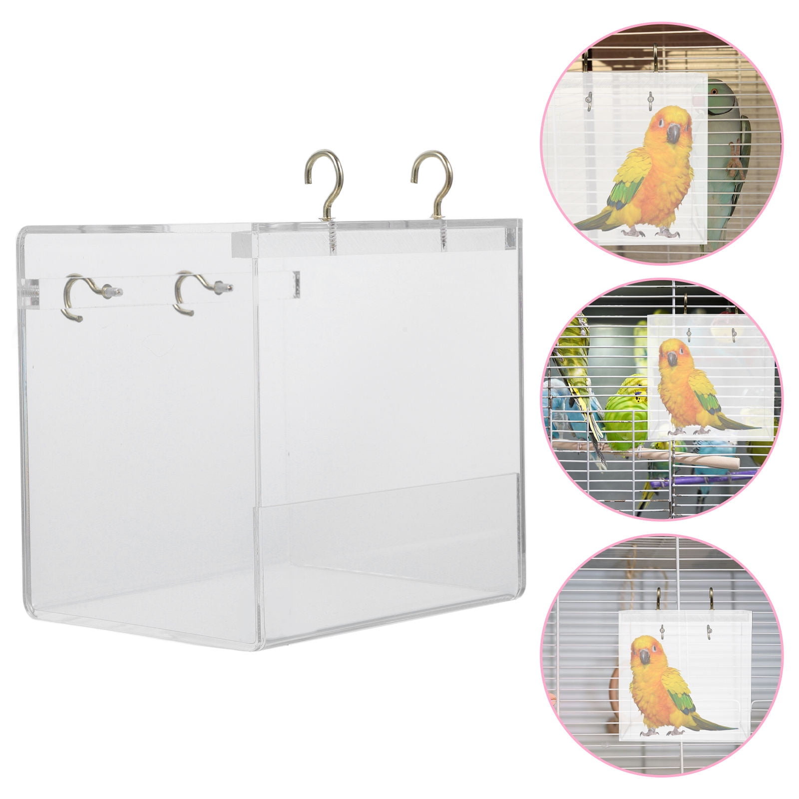 YSNOOWE Parrot Shower Box Acrylic Birds Regular Baths 1Set 5.1X5.1X4 ...