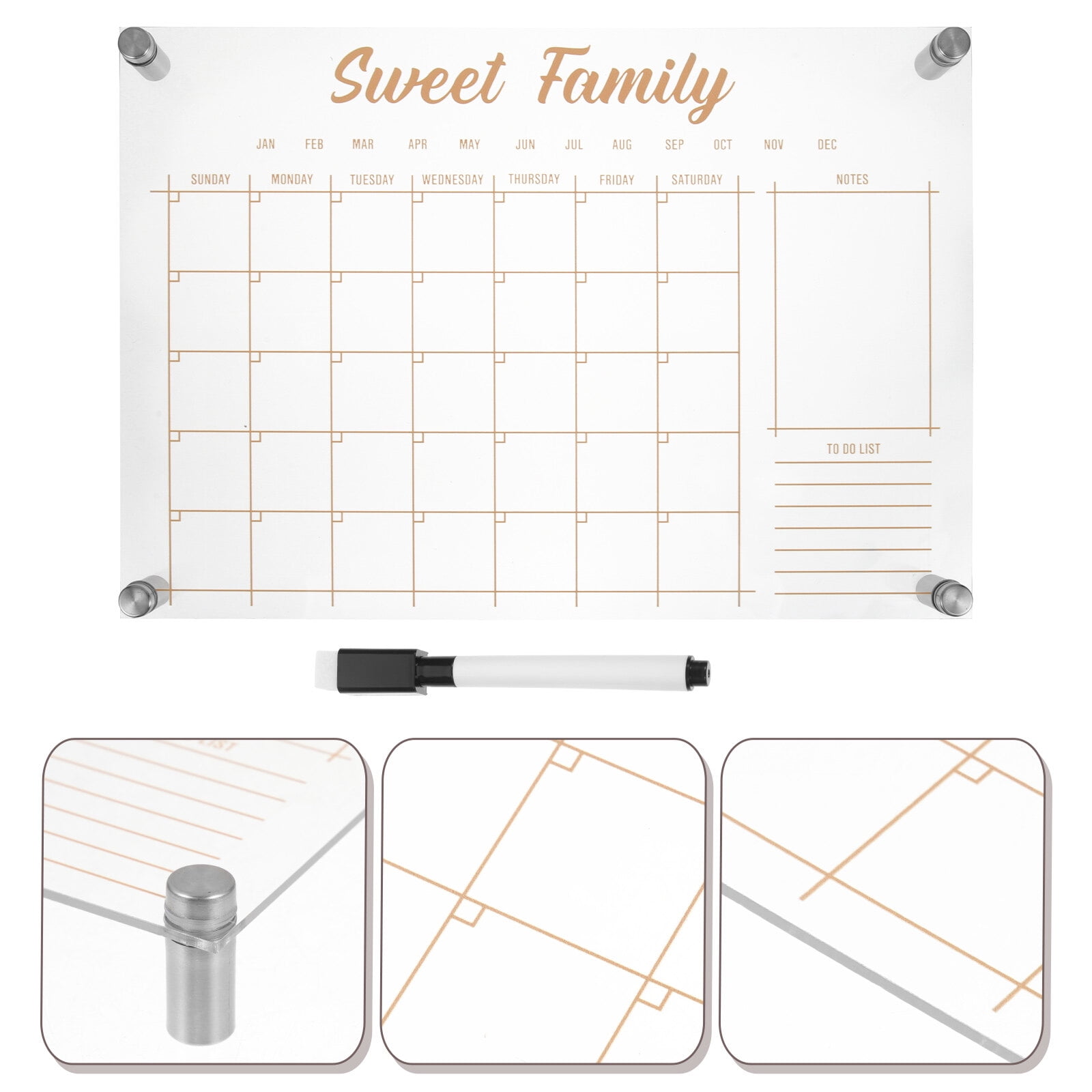 WHAMVOX Transparent Acrylic Dry Erase Board for Fridge Weekly Planner ...