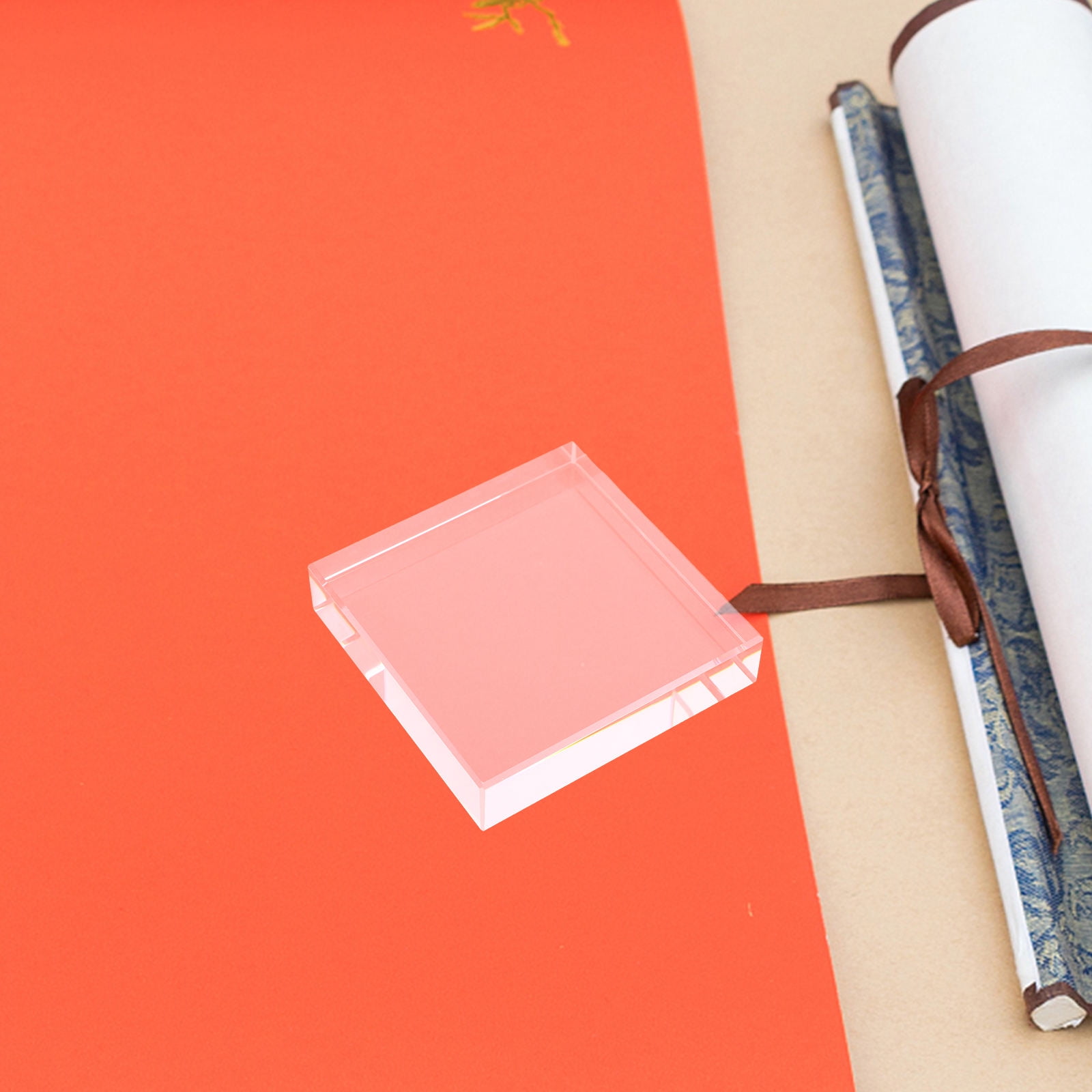 WHAMVOX Transparent Crystal Square Paperweight Glass Block for Office ...