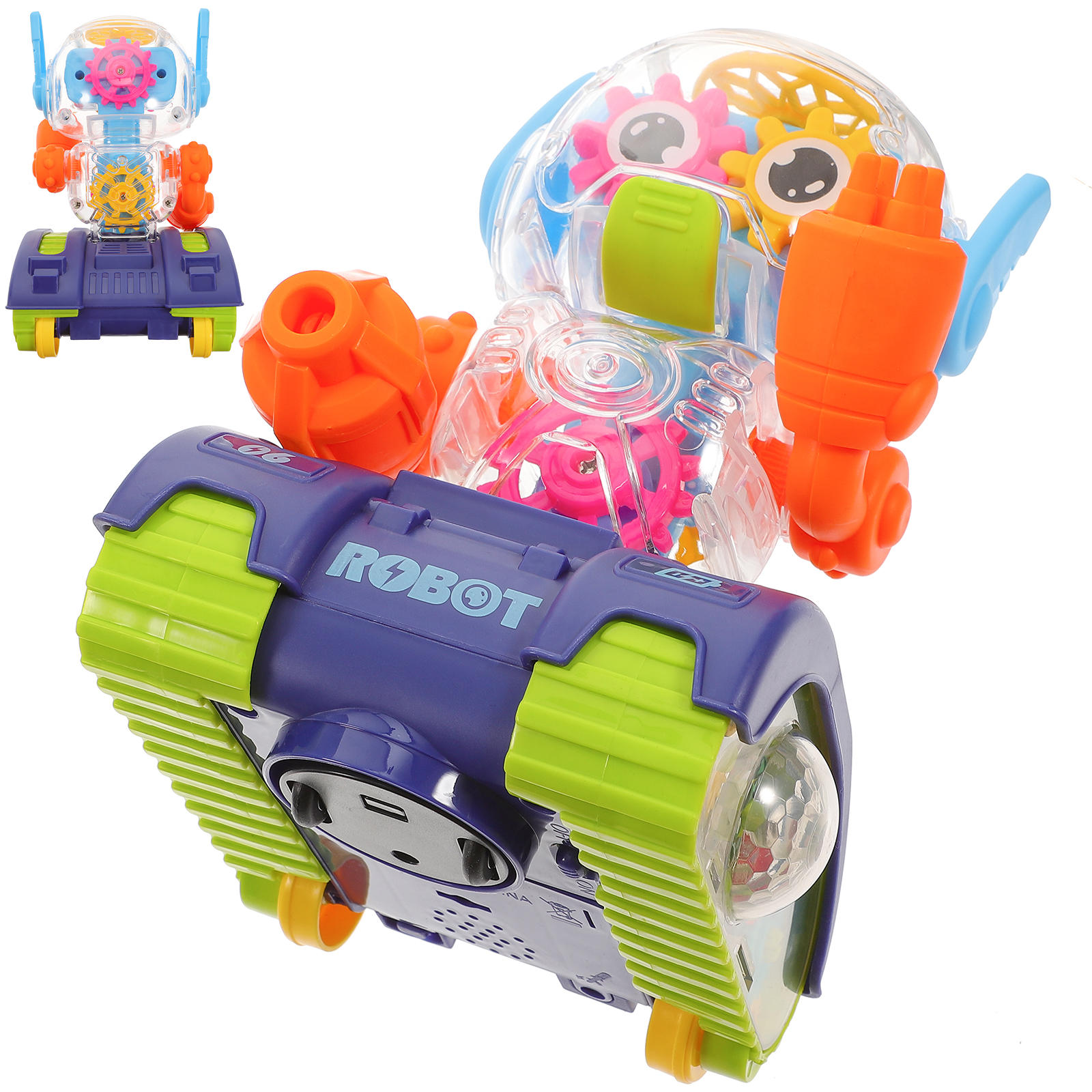 WHAMVOX Transparent Gear Robot with Light and Sound for Kids Made of ...