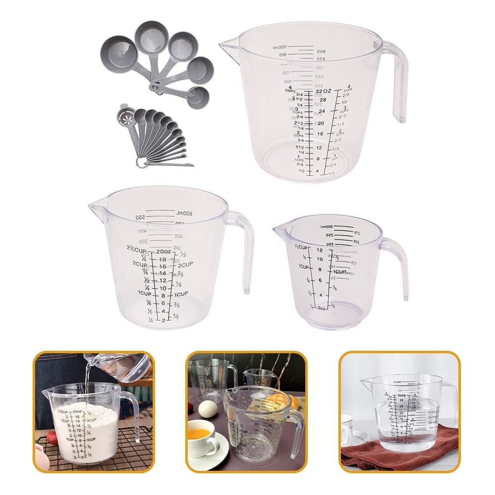WHAMVOX Transparent Plastic Measuring Cups and Spoons Set for Home ...