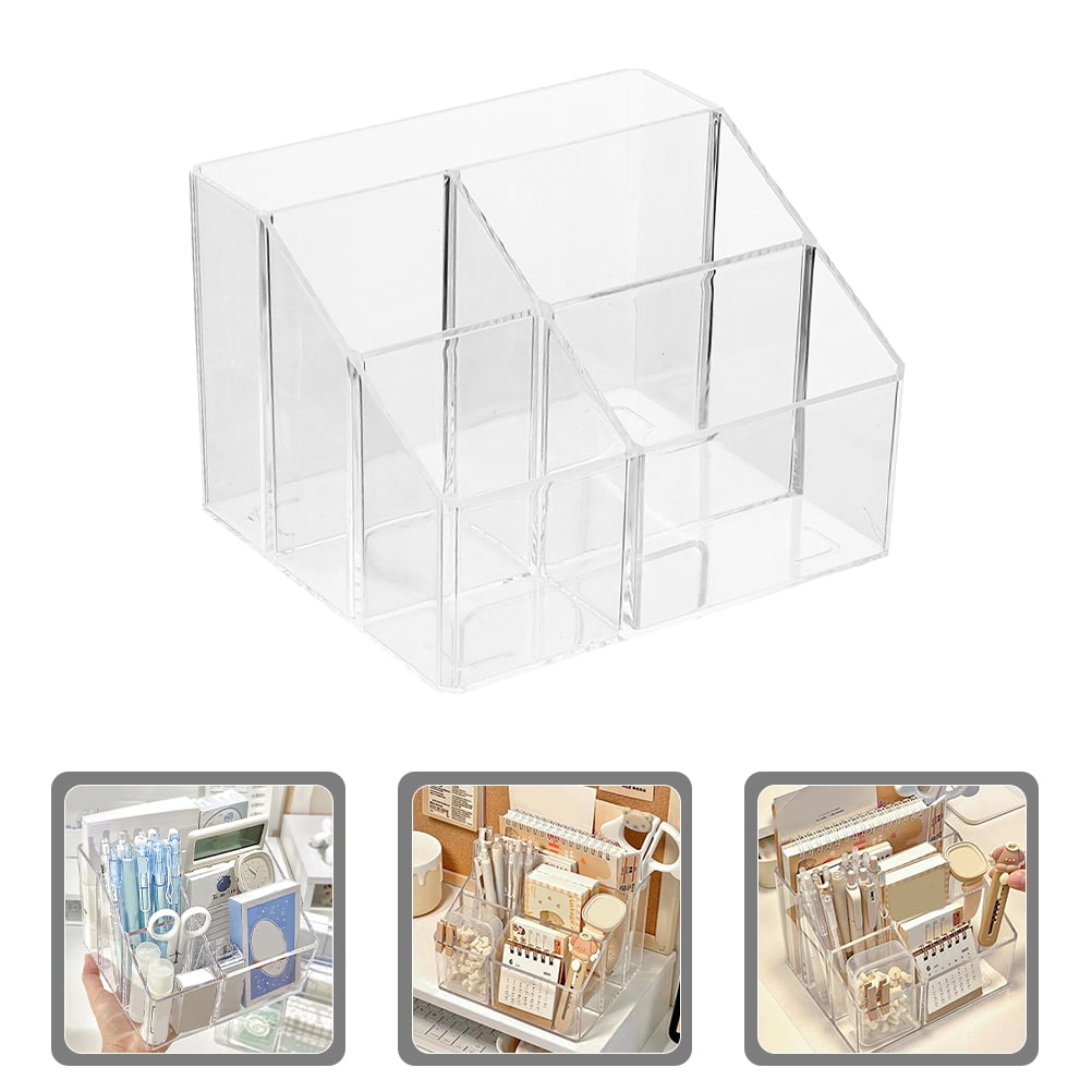 WHAMVOX Transparent Storage Box for Desk with Compartment to Organize ...