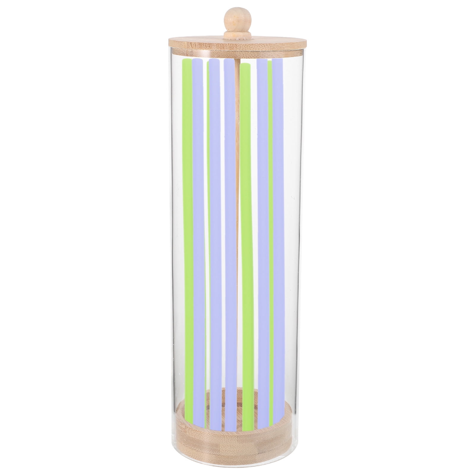 WHAMVOX Transparent Straw Storage Container with Wood Lid Multi-Purpose ...