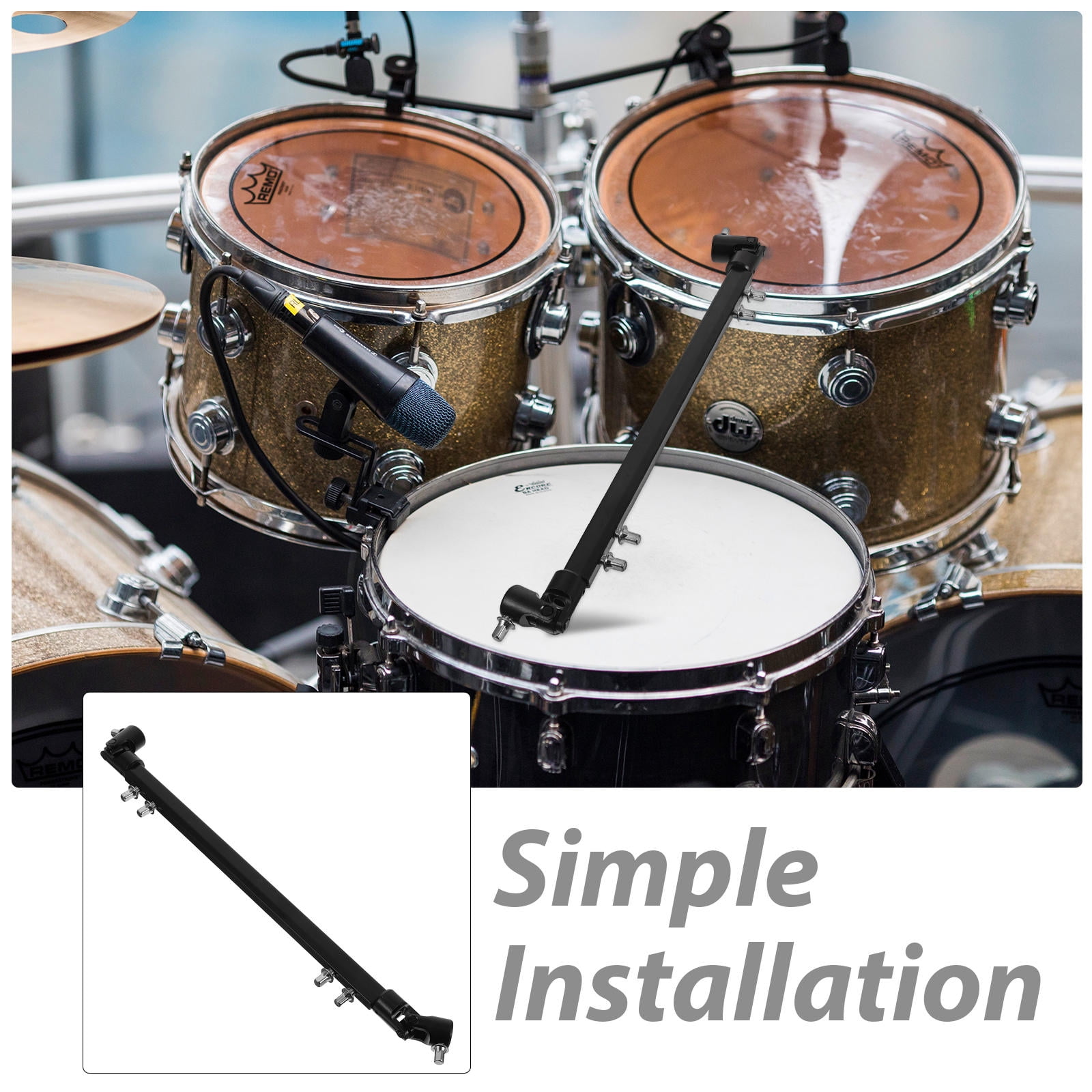 WHAMVOX Universal Drum Linkage Double Kick Pedal Rod Iron Construction ...