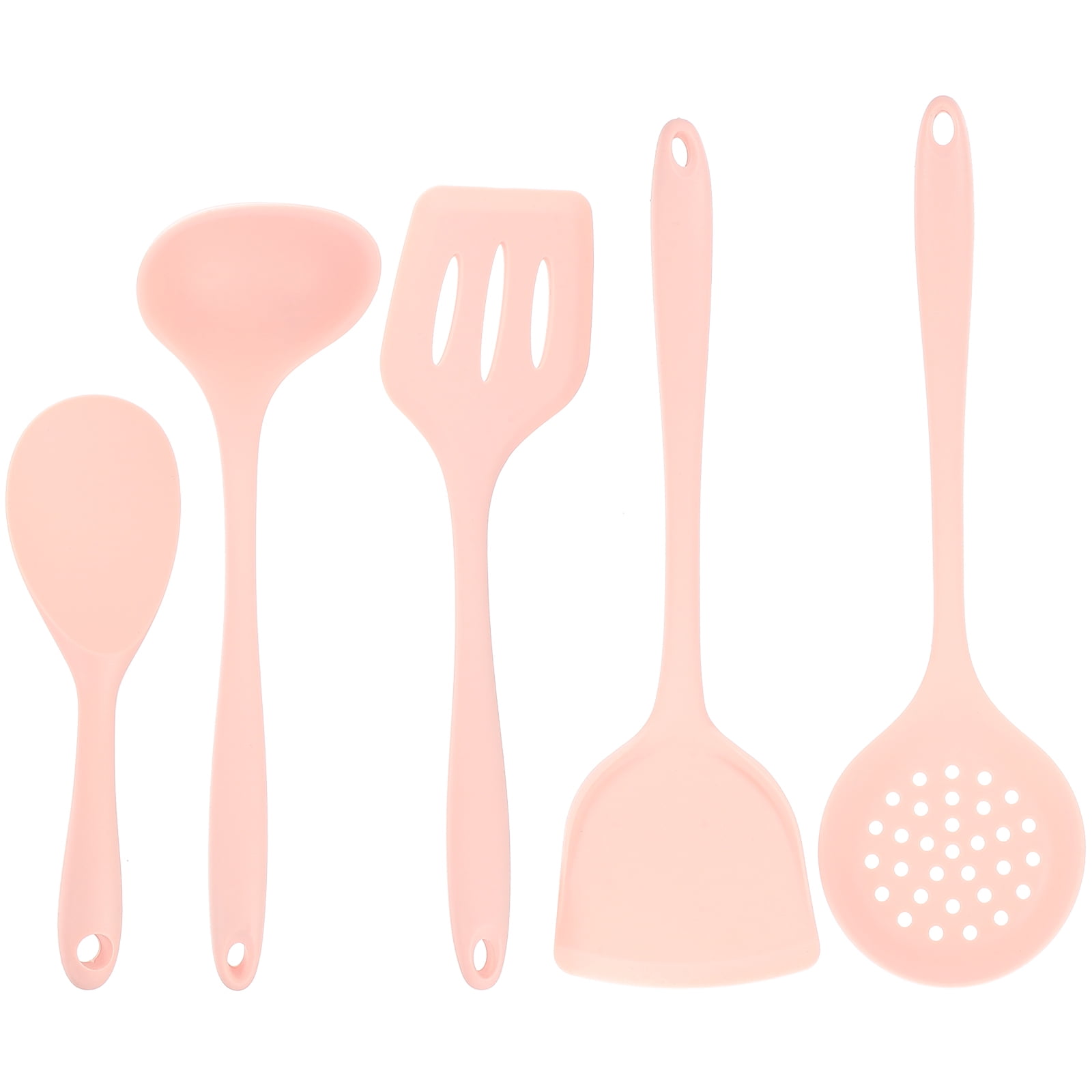 WHAMVOX Kitchen Utensils Set Silicone Pink 5 Pieces For Daily Cooking ...