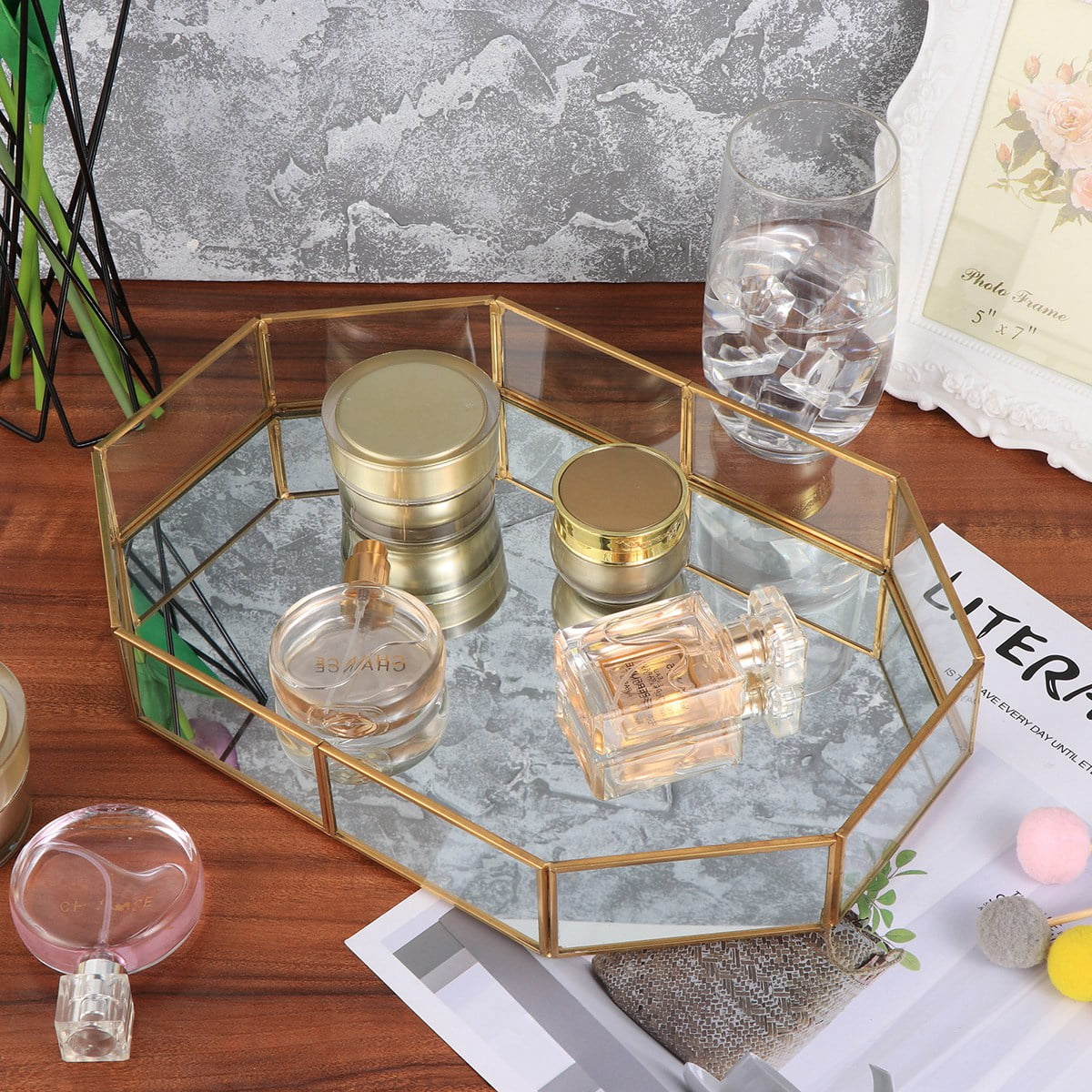 WHAMVOX Vanity Organizers Glass Storage Tray Mirrored Jewelry - Walmart.com
