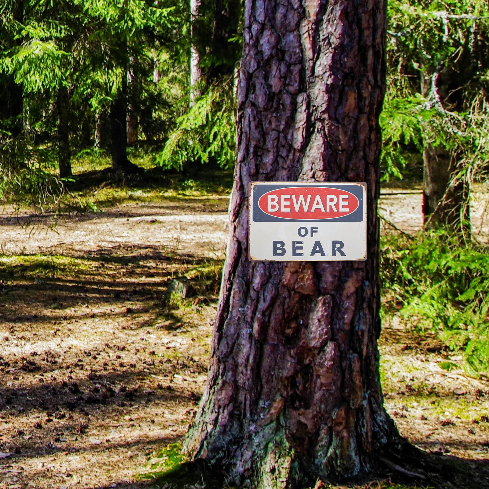WHAMVOX Vintage Bear Warning Sign Bear Caution Sign Garden Yard Sign ...