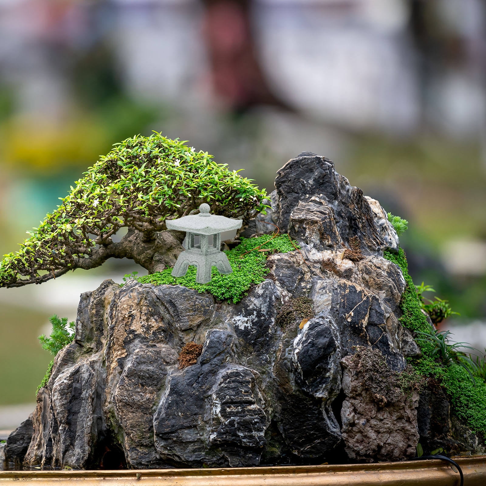 WHAMVOX Vintage Style Stone Lantern Yard Bonsai Decoration Resin Mini ...