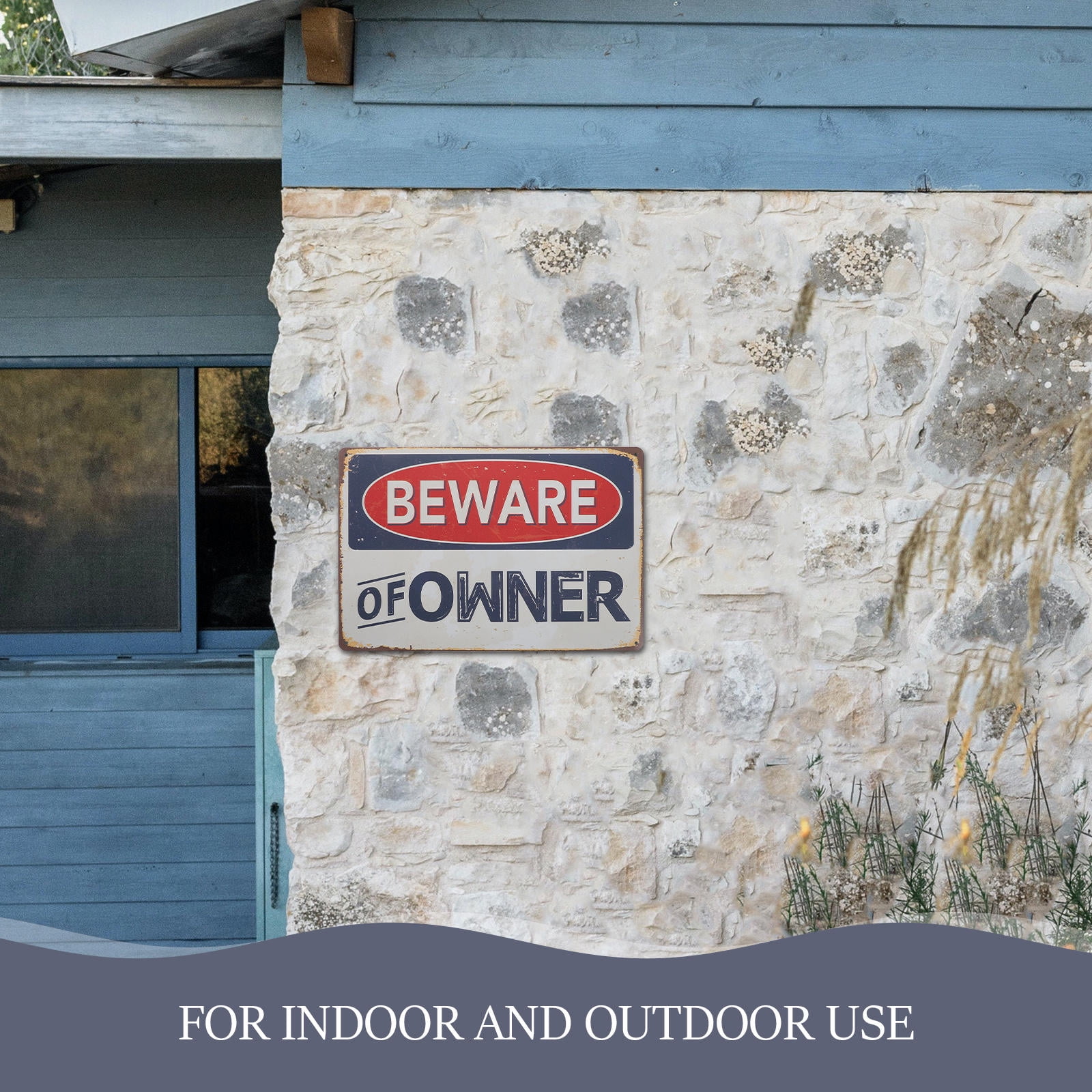 WHAMVOX Vintage Tin Signs Beware Of Owner Warning Sign No Frame Wall ...