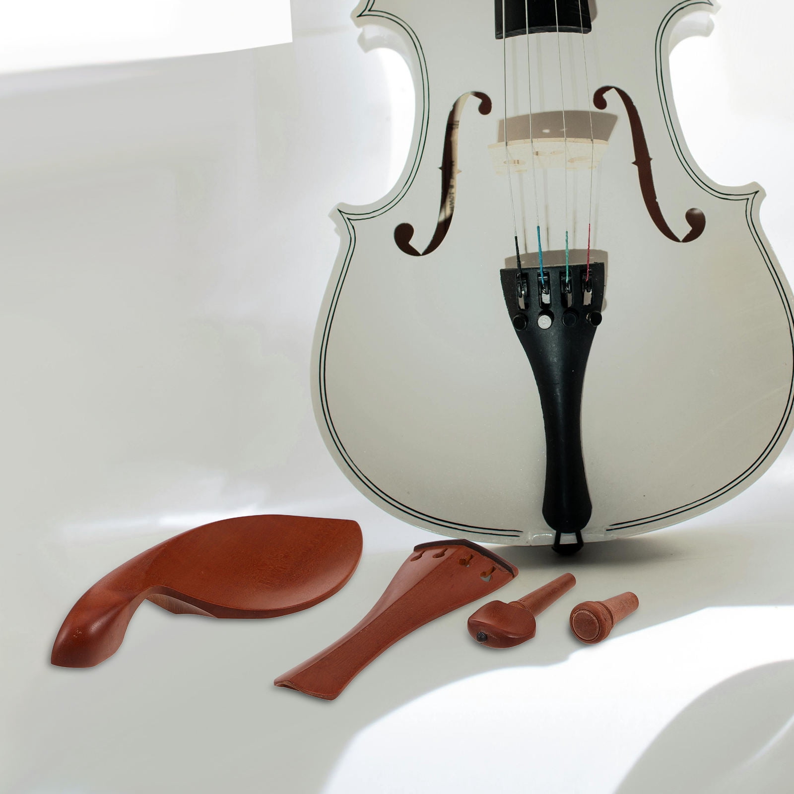 WHAMVOX Violin Wooden Chin Rest With Tuning Pegs Tailpiece And Endpin ...