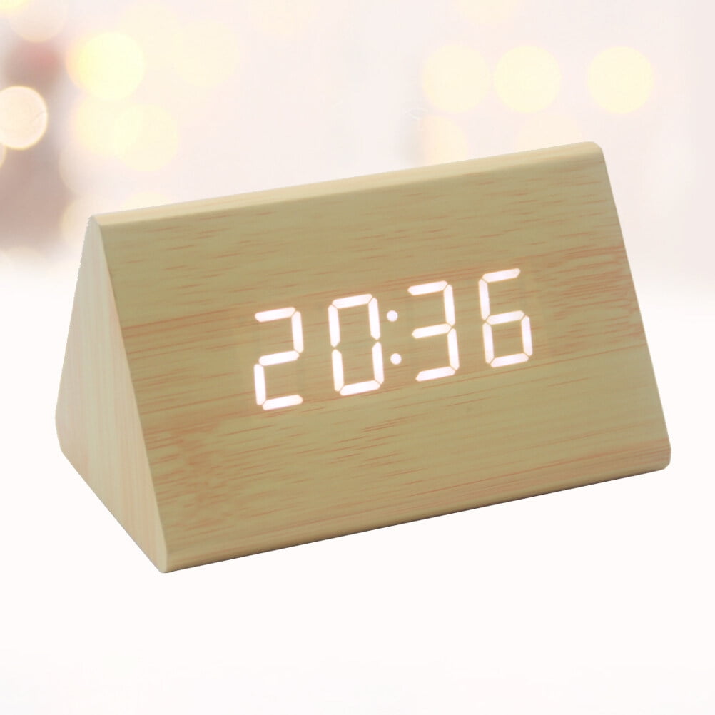 WHAMVOX Voice-controlled Wooden Clock Sound Control Clock Battery ...