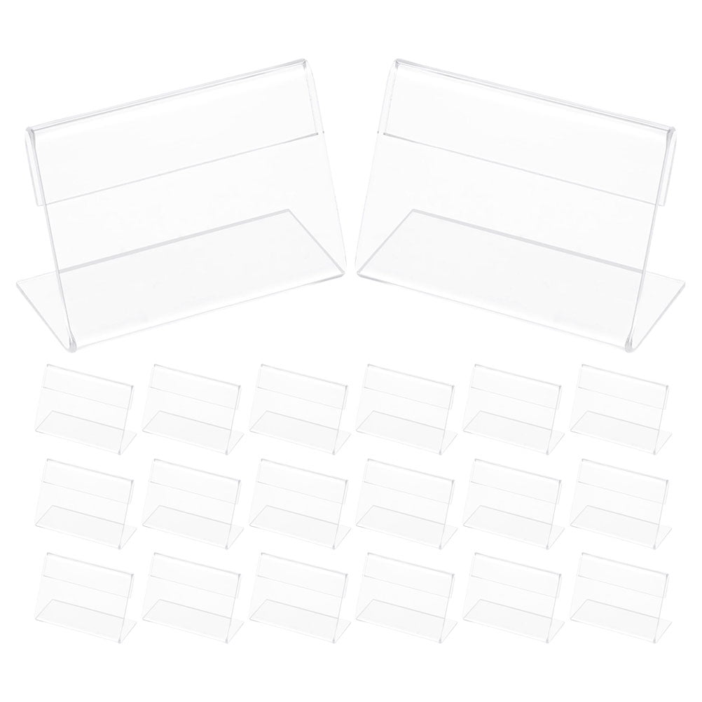 WHAMVOX 50PCS Small Acrylic Name Card Tag Label Holder L Shape Clear ...