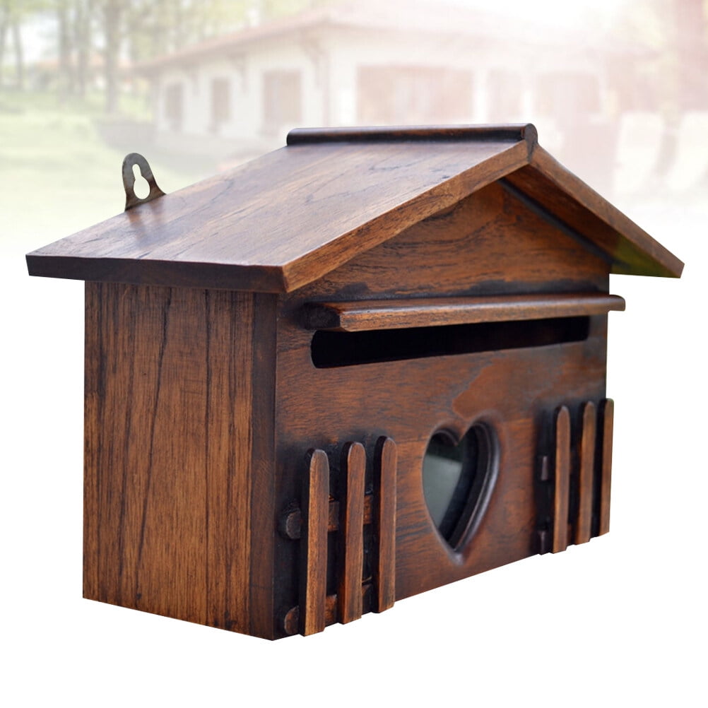 WHAMVOX Wall Mounted Mailbox in Dark Brown Plastic for Storage with ...