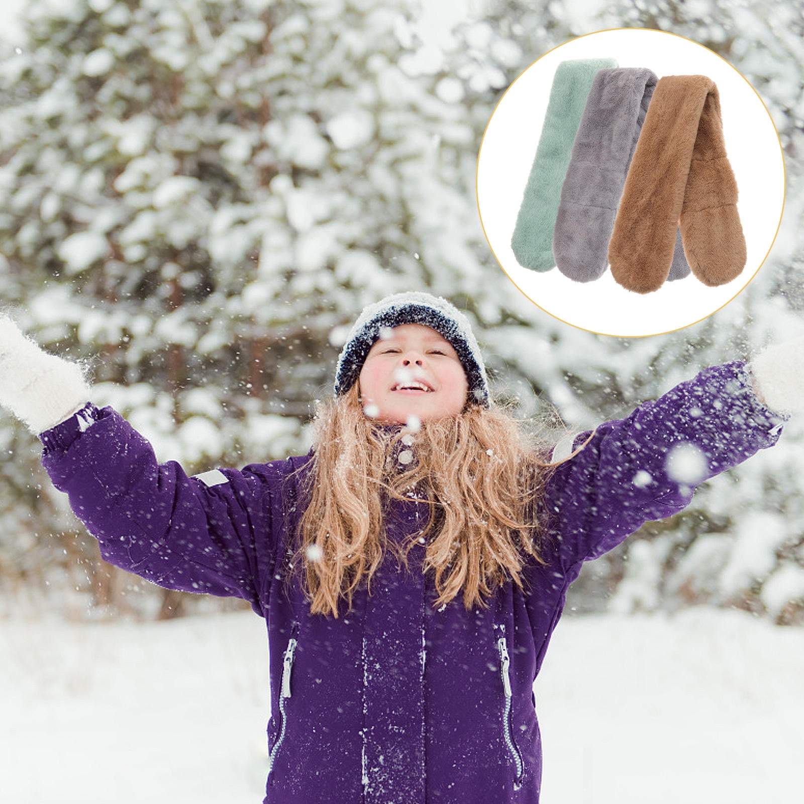 WHAMVOX Warm Plush Scarf for Kids Made of Faux Fur Suitable for Winter ...
