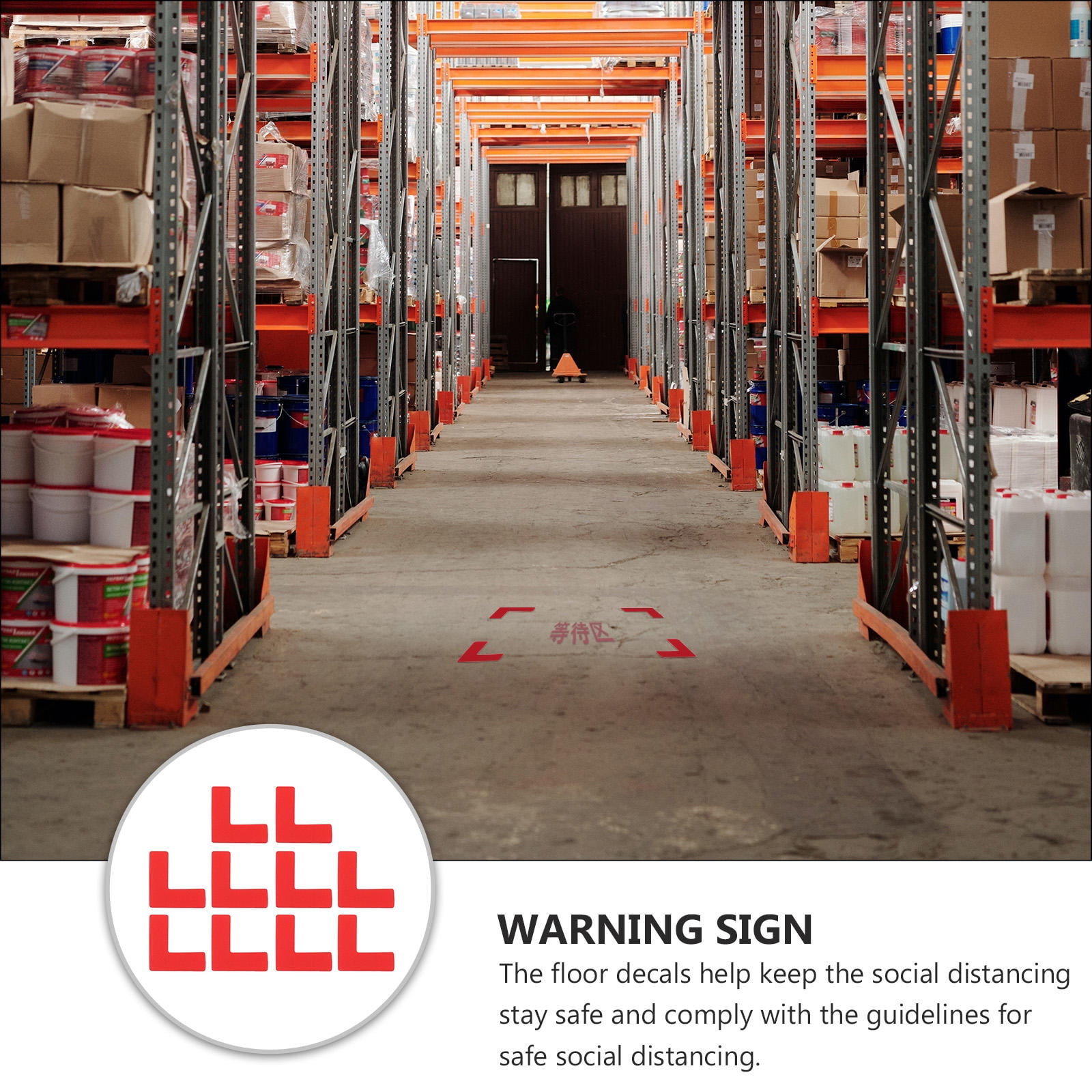 WHAMVOX Warning Sign Decal for Decoration Red PVC Floor Stickers with ...