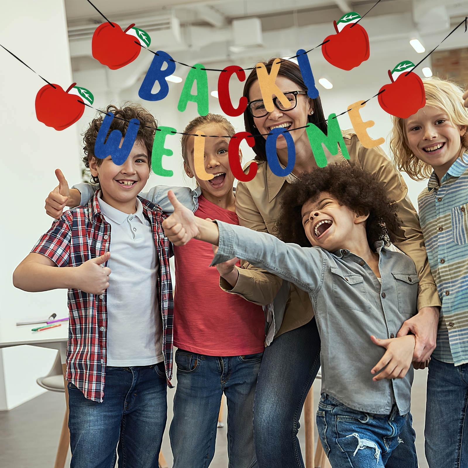 WHAMVOX Welcome Back Letters Banner to School Flower Garlands ...