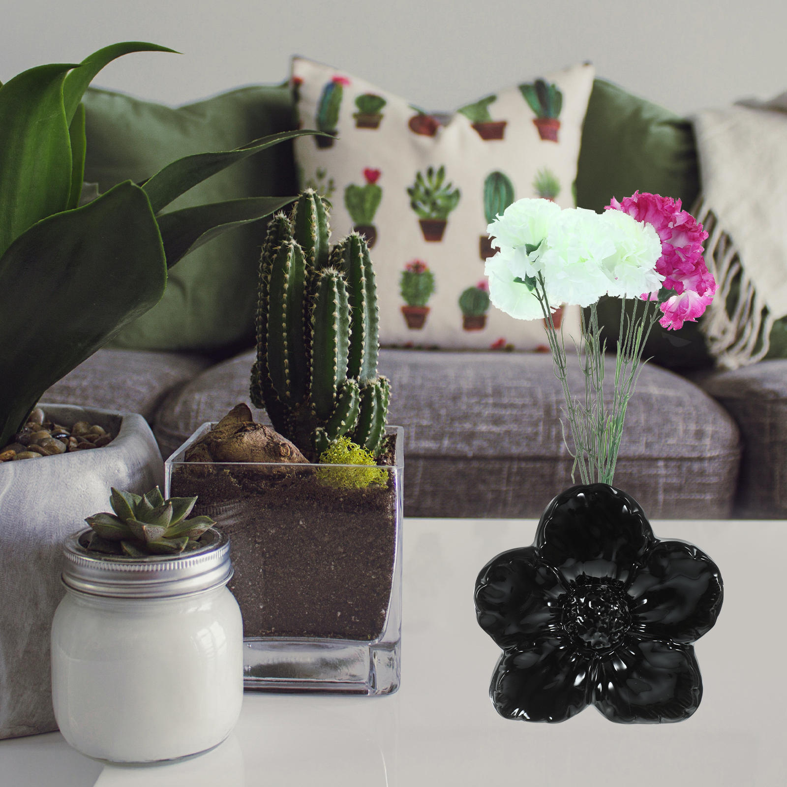 SEWCHICS Lovely Vase Ceramic Black 1Pcs For Small Flower Pots - Walmart.com