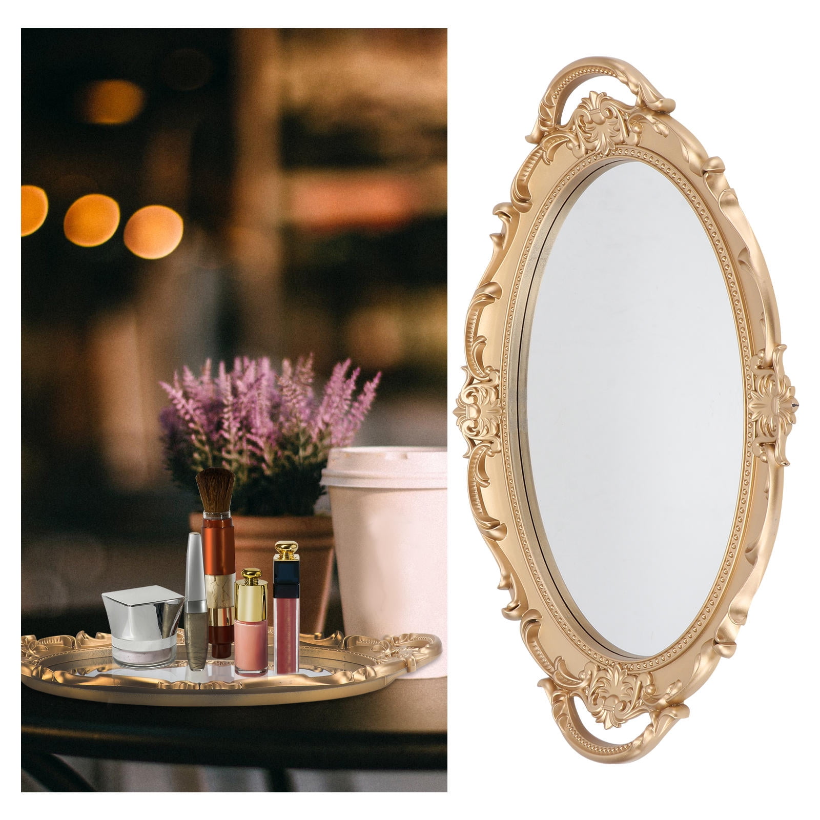 WHAMVOX White Perfume Tray Mirror Props Textured European Style ...
