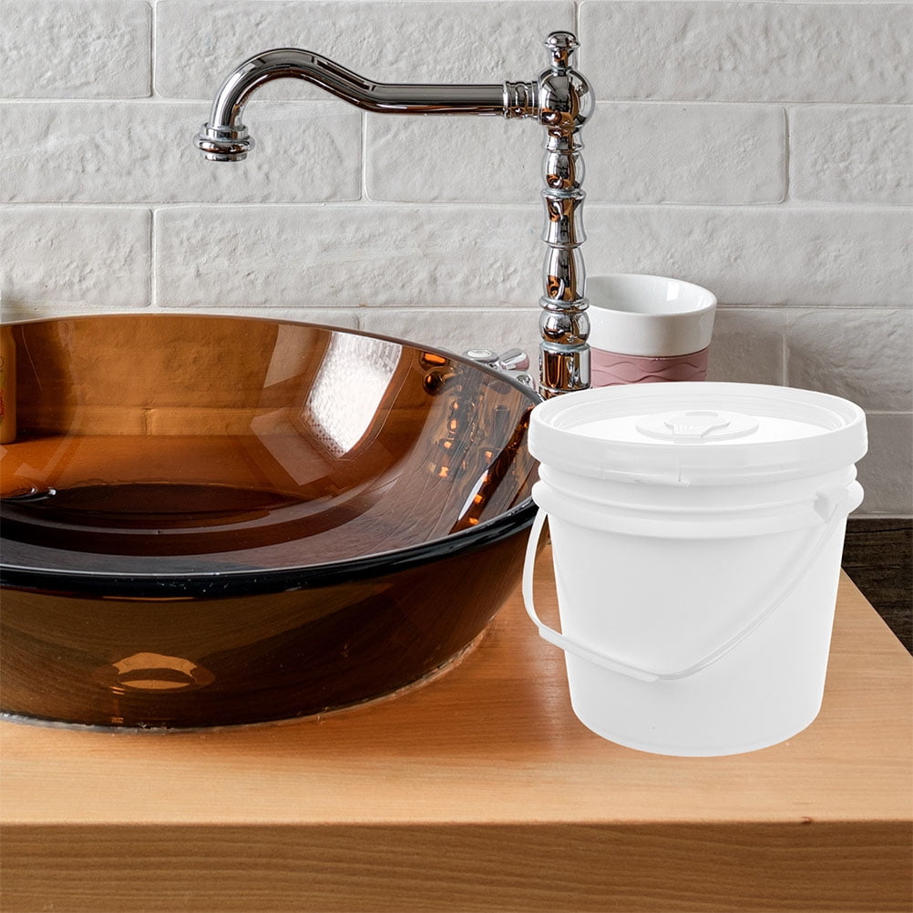 WHAMVOX White Plastic Wipe Bucket with Lid and Handle Multipurpose Wipe ...