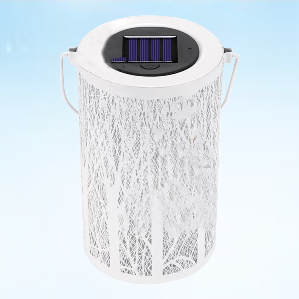 WHAMVOX White Solar Lantern with Hollowed Pattern for Outdoor Lighting ...