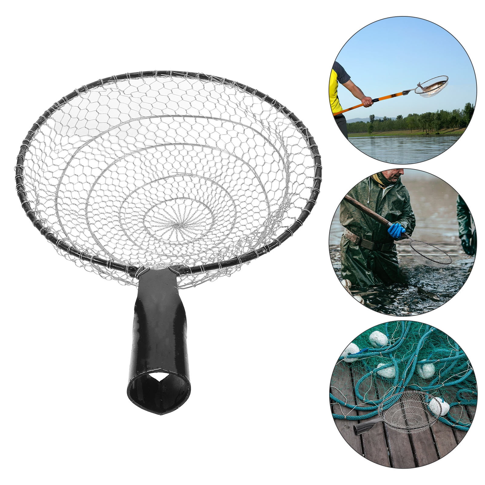 WHAMVOX Wire Mesh Large Fish Strainer Scoop Fishing Net For Outdoor ...
