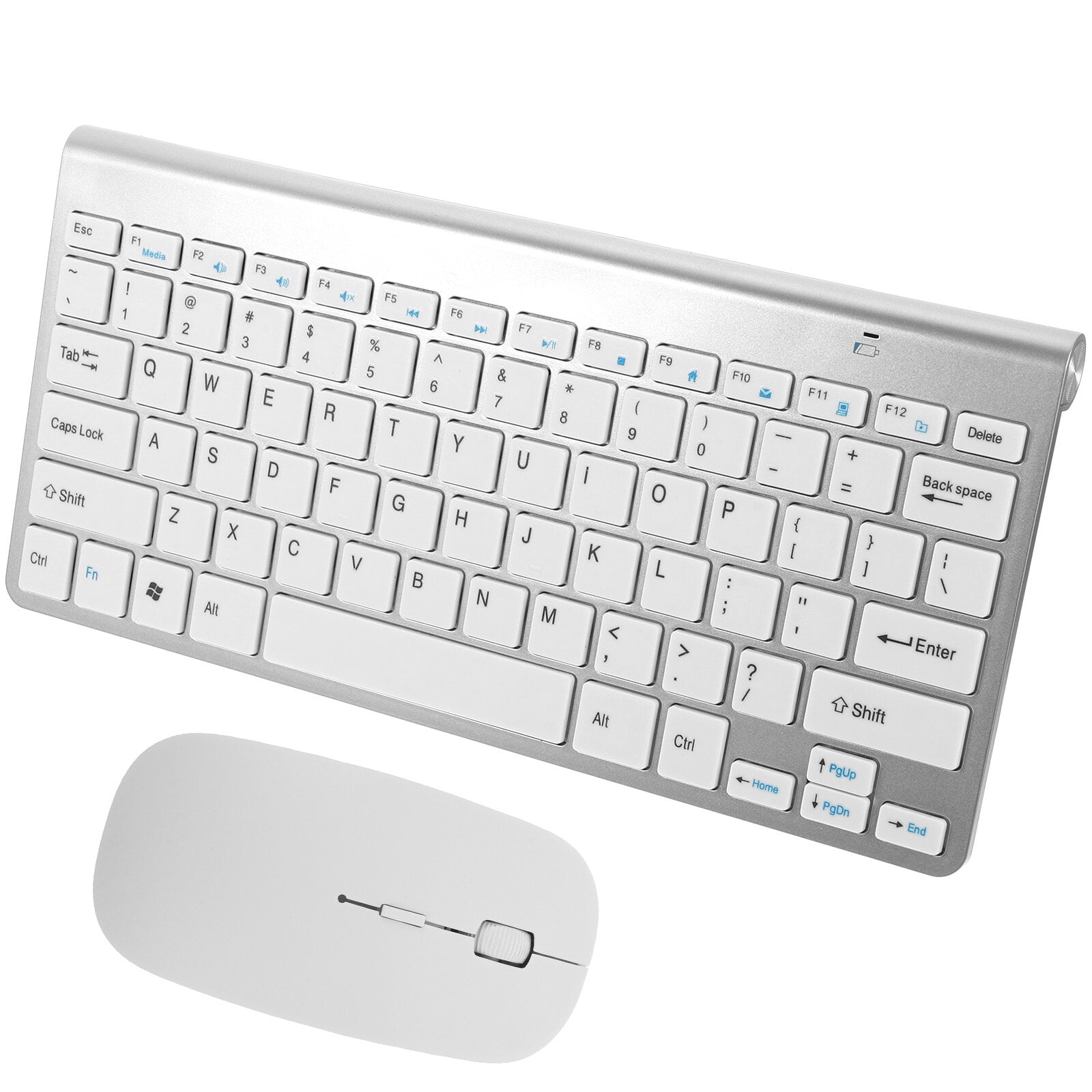 WHAMVOX Wireless Keyboard and Mouse ABS Silver Compact for Computer Use with Quiet Typing and ...