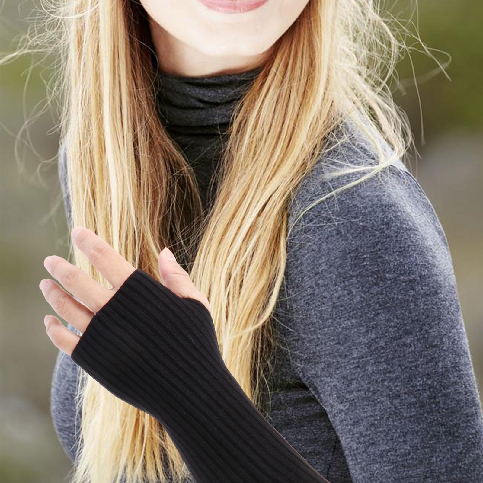 YSNOOWE Knit Arm Sleeves Woolen Yarn Women Winter Jogging Bicycling 1 ...