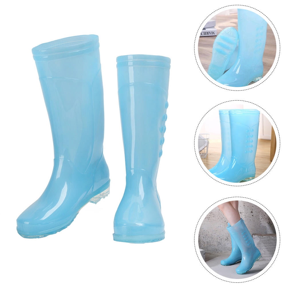 WHAMVOX Women Rain Shoes Anti-Skid Boots Clear Transparent Man Blue ...