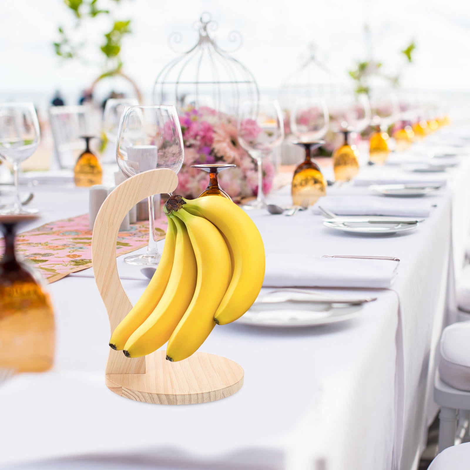 WHAMVOX Wood Banana Hanging Rack Modern Banana Wood Display Hanger ...