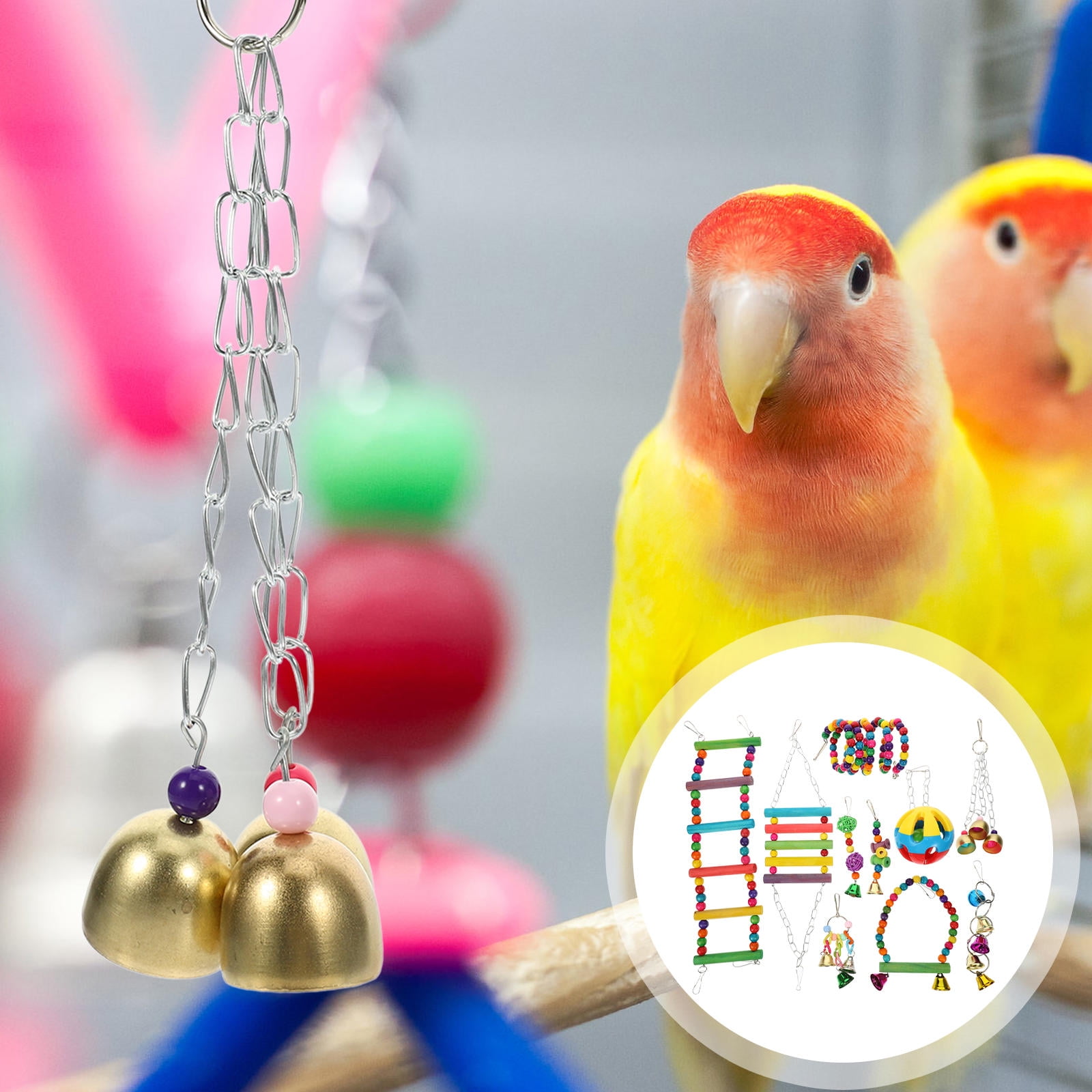 WHAMVOX Wood Bird Toys for Parakeets Chew and Balance Training Perch ...