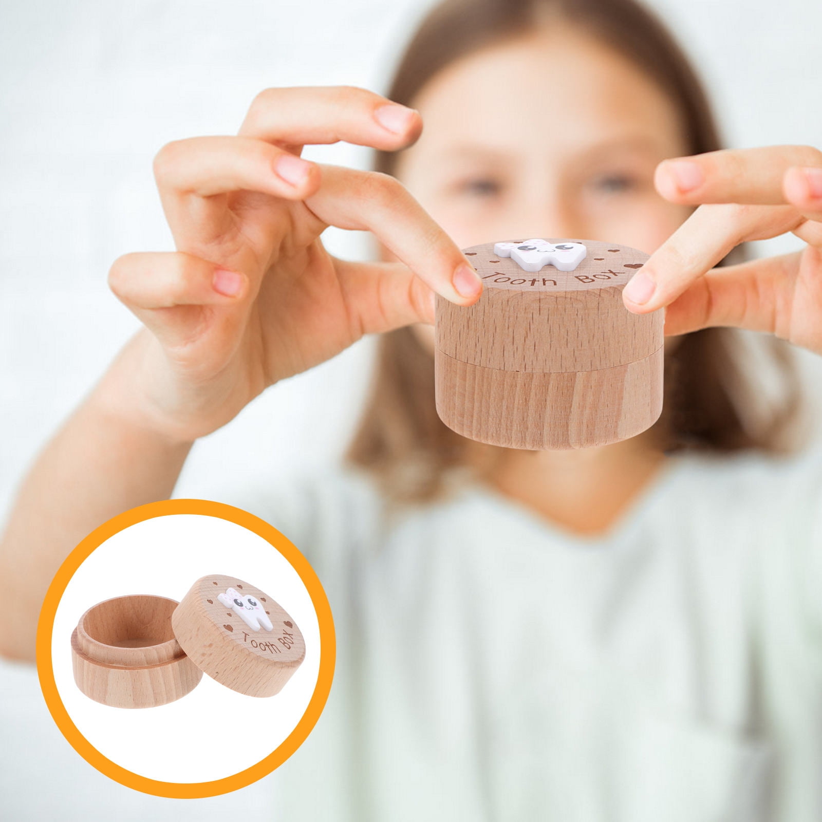 WHAMVOX Wooden Baby Teeth Box for Storage Cute Tooth Fairy Keepsake ...