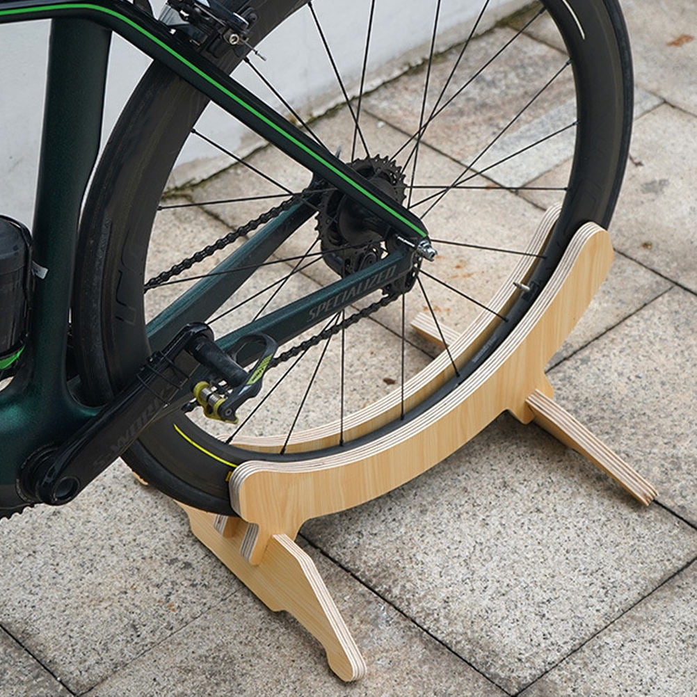 WHAMVOX Wooden Bike Wheel Support Bike Stand Bike Rear Wheel Supporting ...