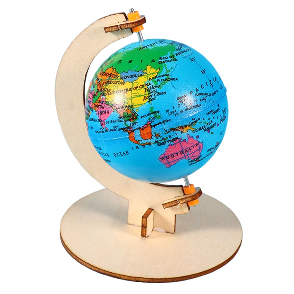 WHAMVOX Wooden Earth Globe For Kids Diy Science Craft Kit Handmade ...