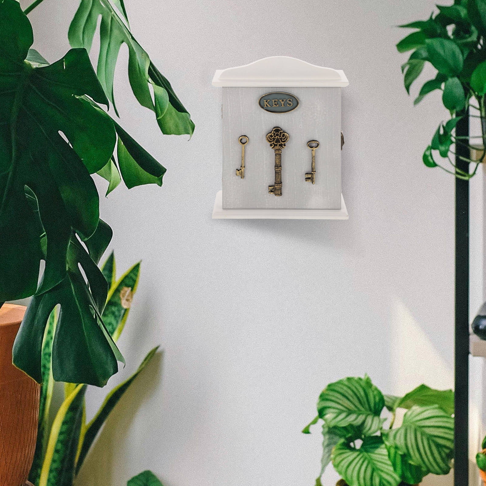 WHAMVOX Wooden Key Holder Box with Hooks for Home Office Entryway ...