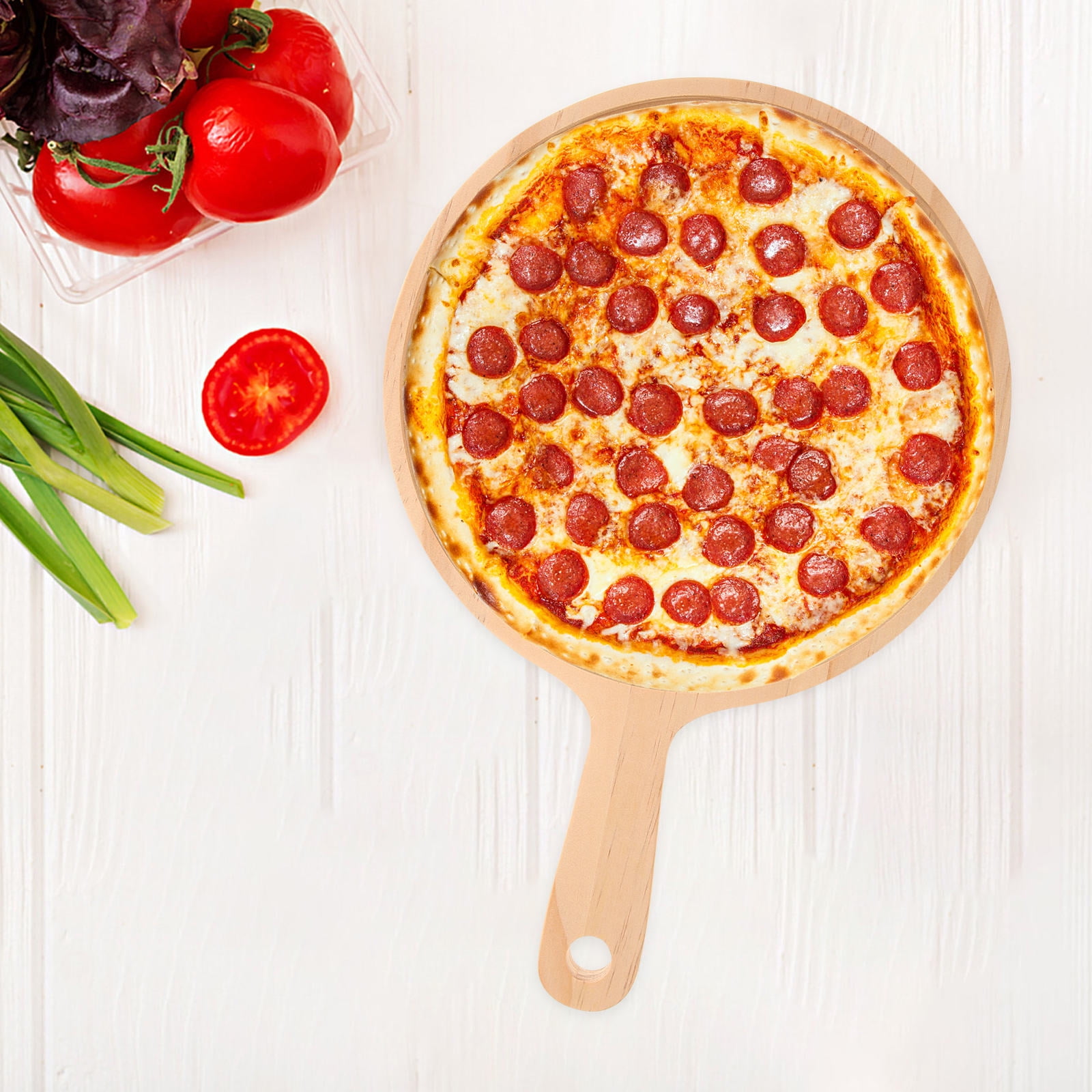 WHAMVOX Wooden Pizza Tray with Handle Pizza Bread Tray Wood Pizza Board ...