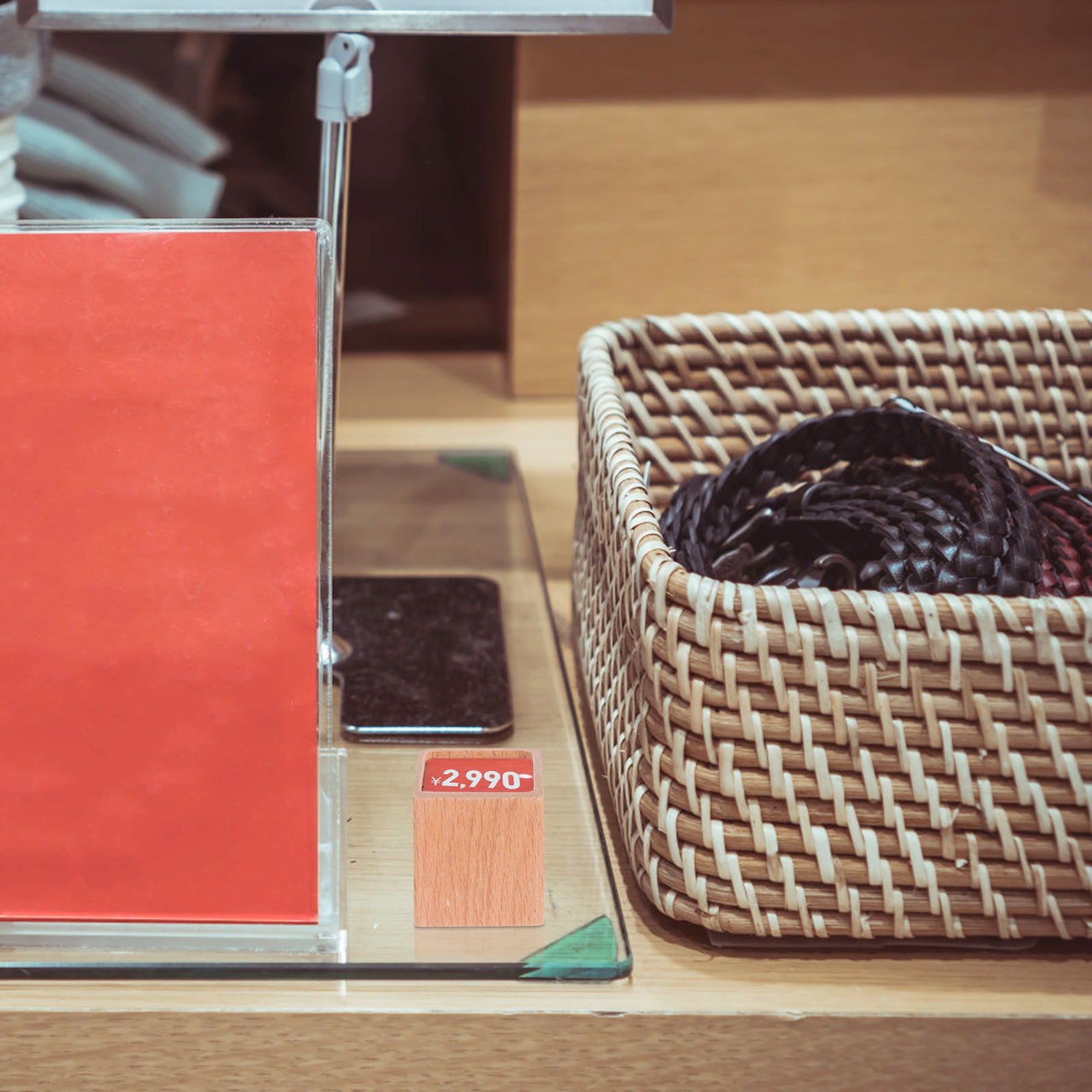 WHAMVOX Wooden Price Tag Holder For Display Store Price Tags Holder ...