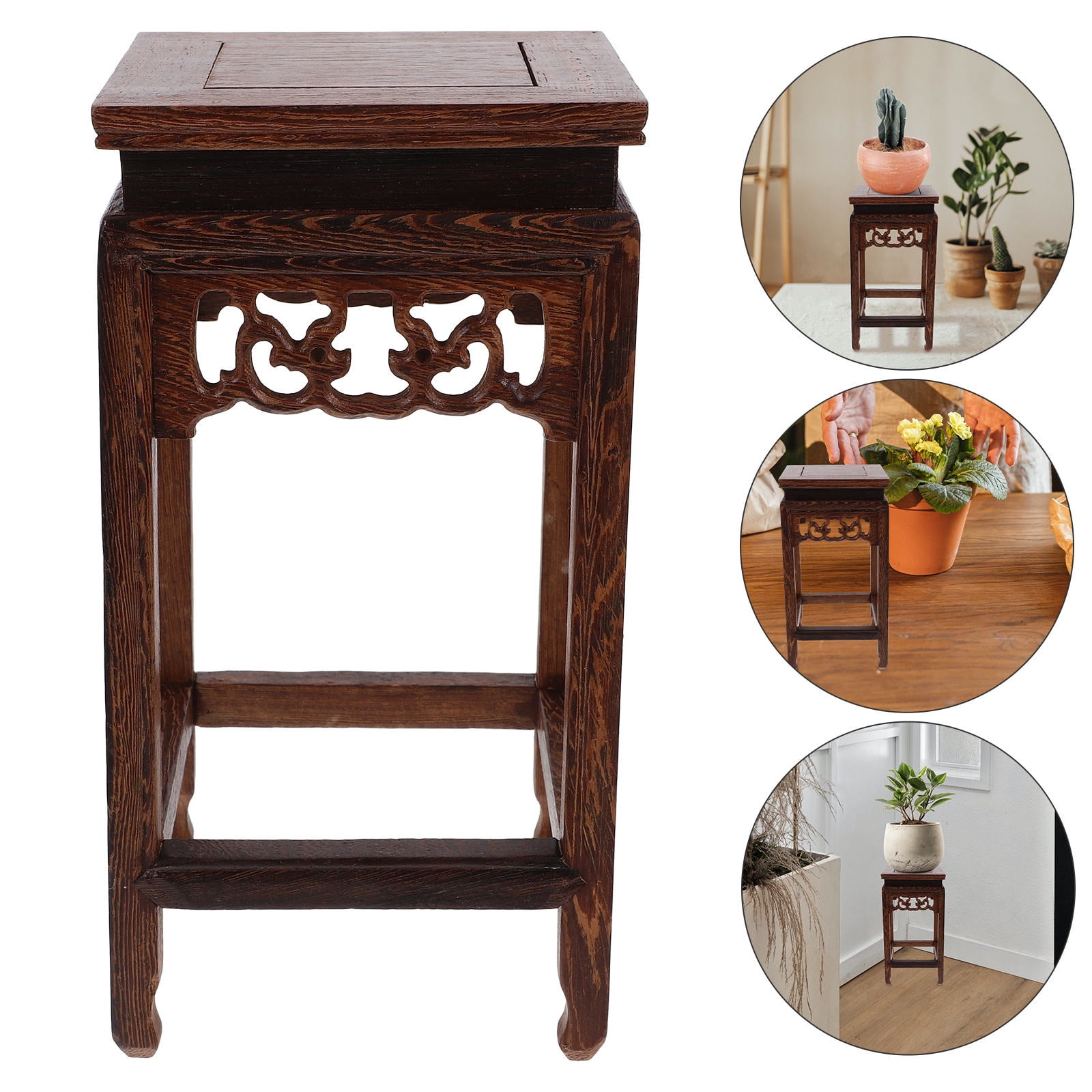 FESTFENDS Decorative Step Stool Wooden Bench Stool Jichong Wood 1Set Indoor Use Storage Rack ...