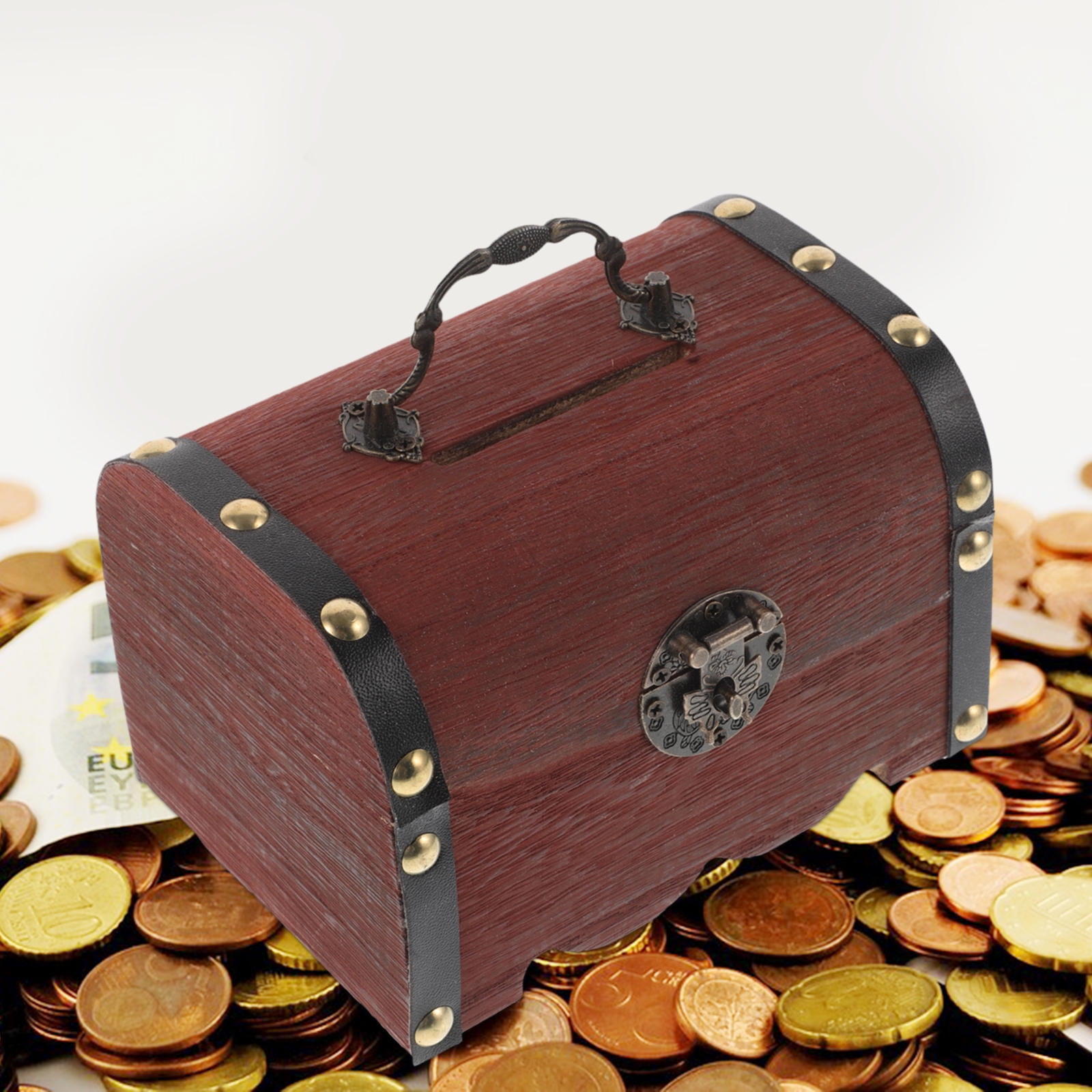 WHAMVOX Wooden Treasure Chest with Lock for Kids Light Brown Creative ...