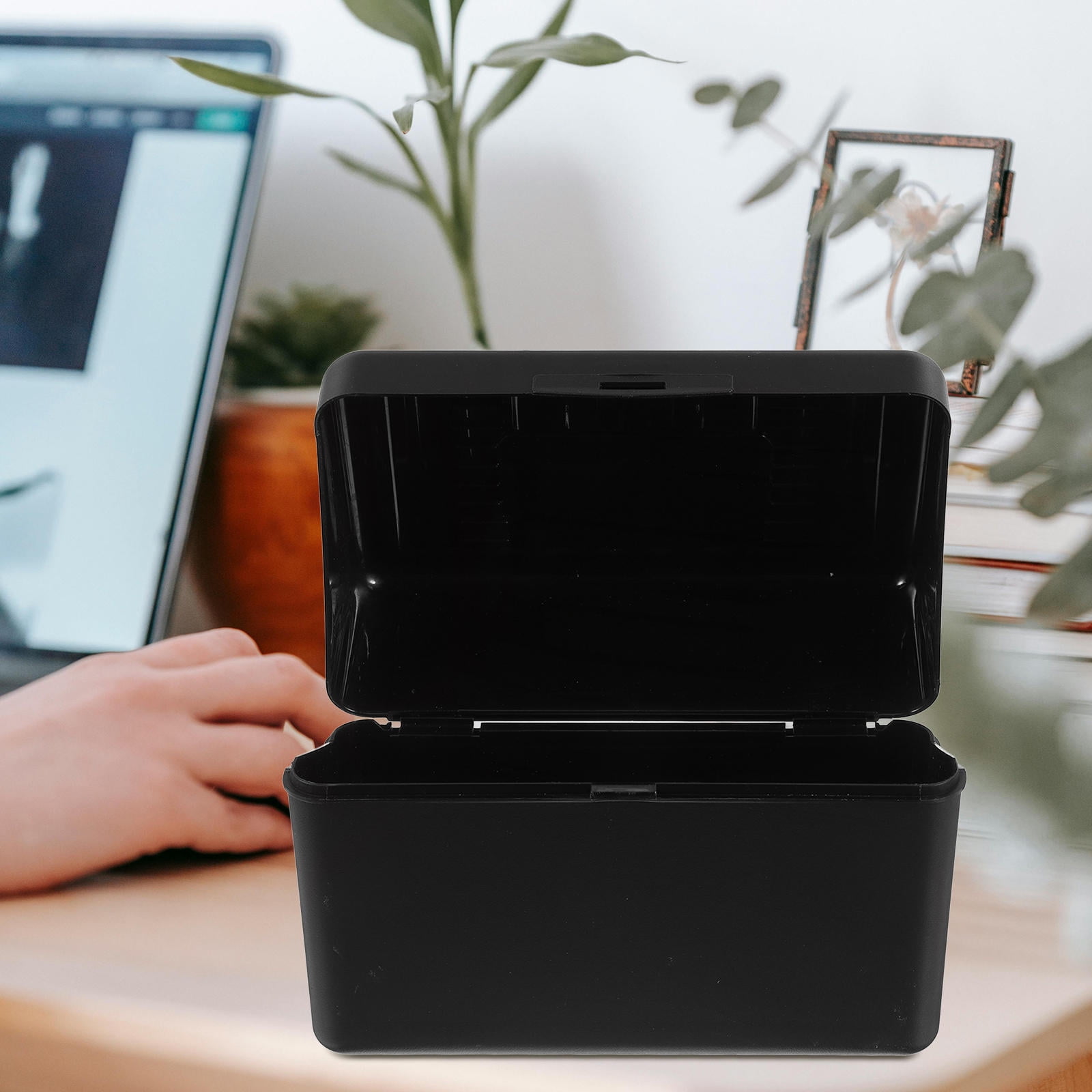 WHAMVOX Black Plastic Card Box with Protective Storage for Decor 1 Set ...