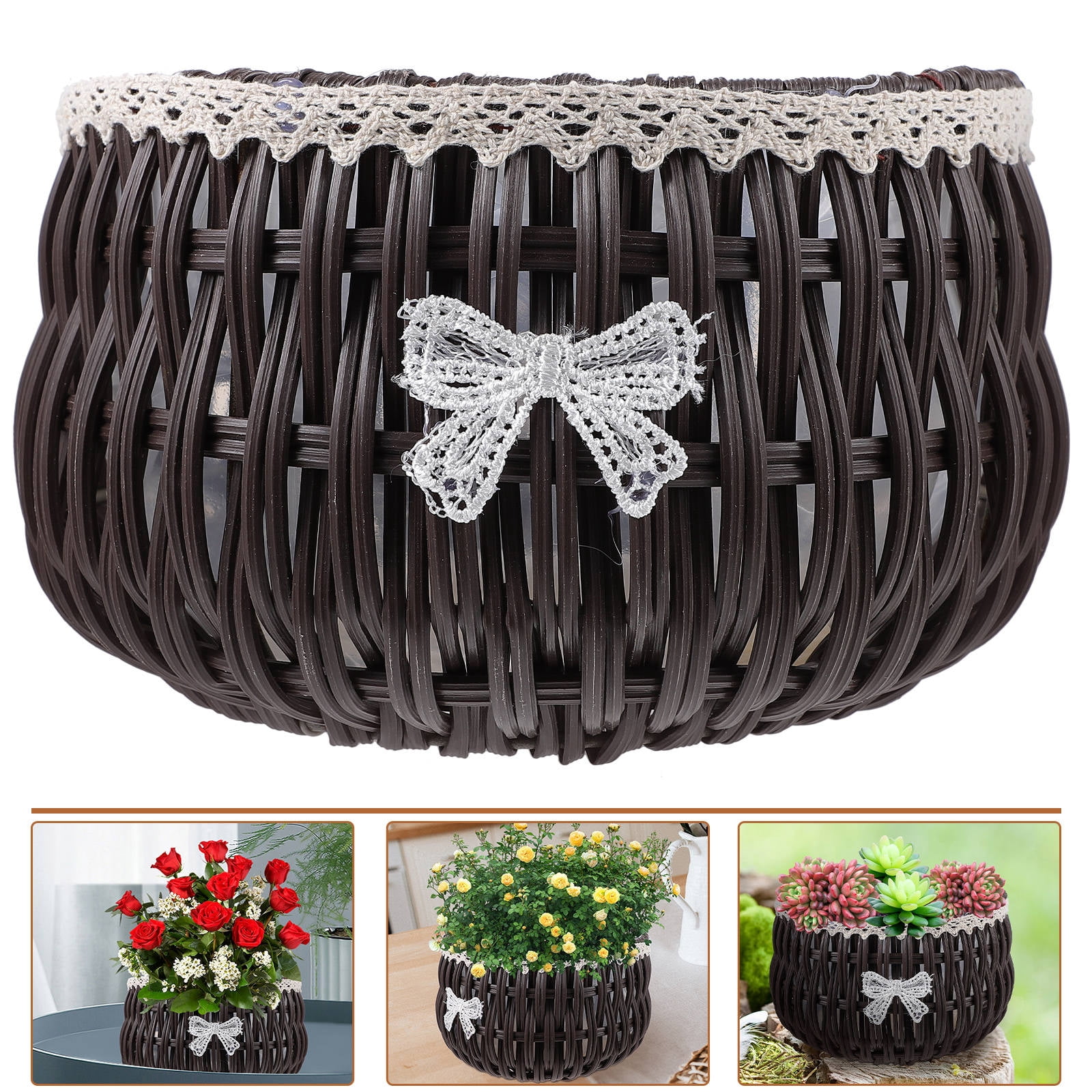 WHAMVOX Woven Planter Basket Natural Handwoven Plant Pot Container ...