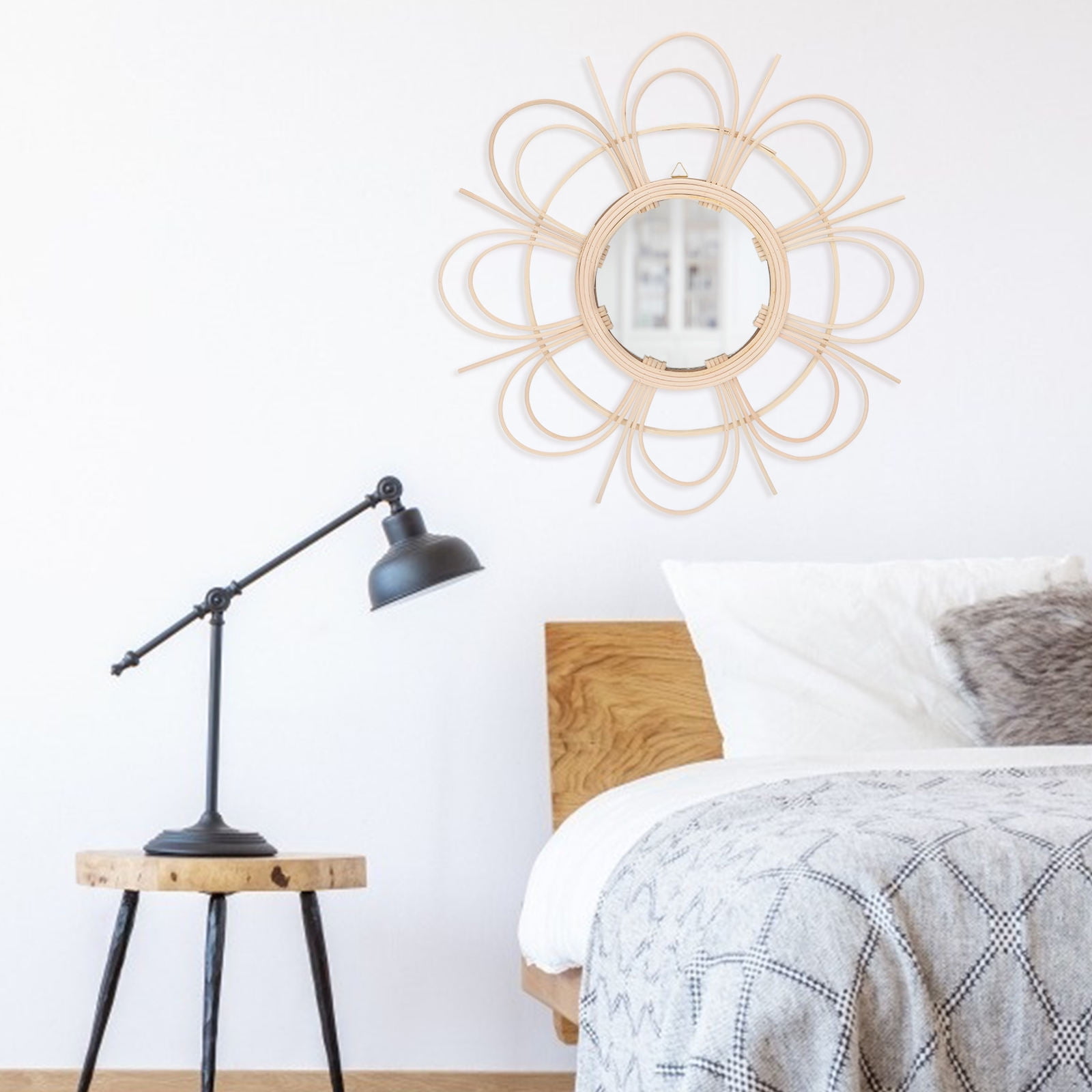 WHAMVOX Woven Wall Hanging Mirror Rattan Wall Mirror Rattan Hanging ...