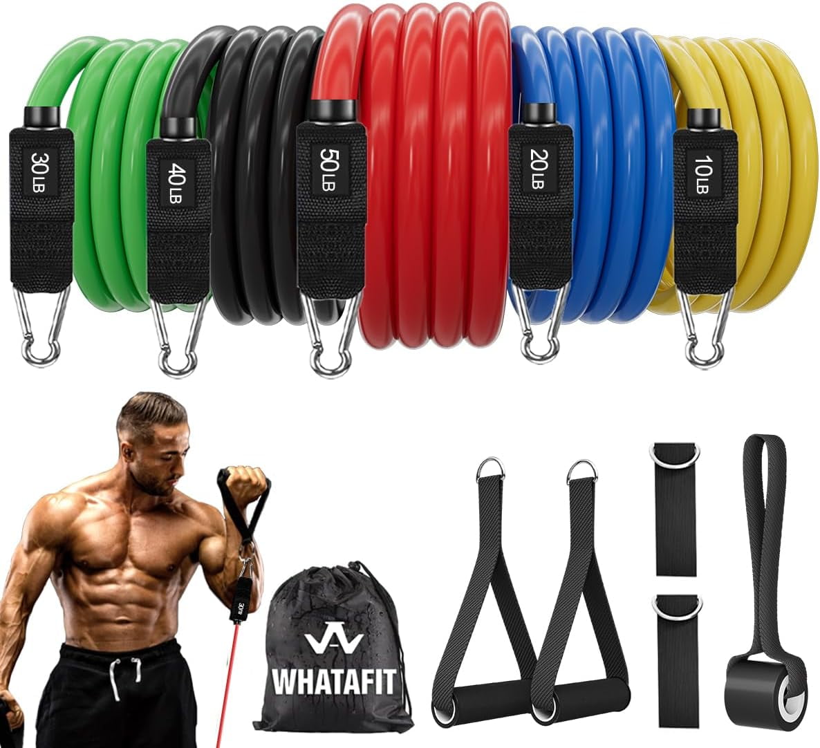 WHATAFIT Resistance Bands, Exercise Bands，Resistance Bands for Working ...
